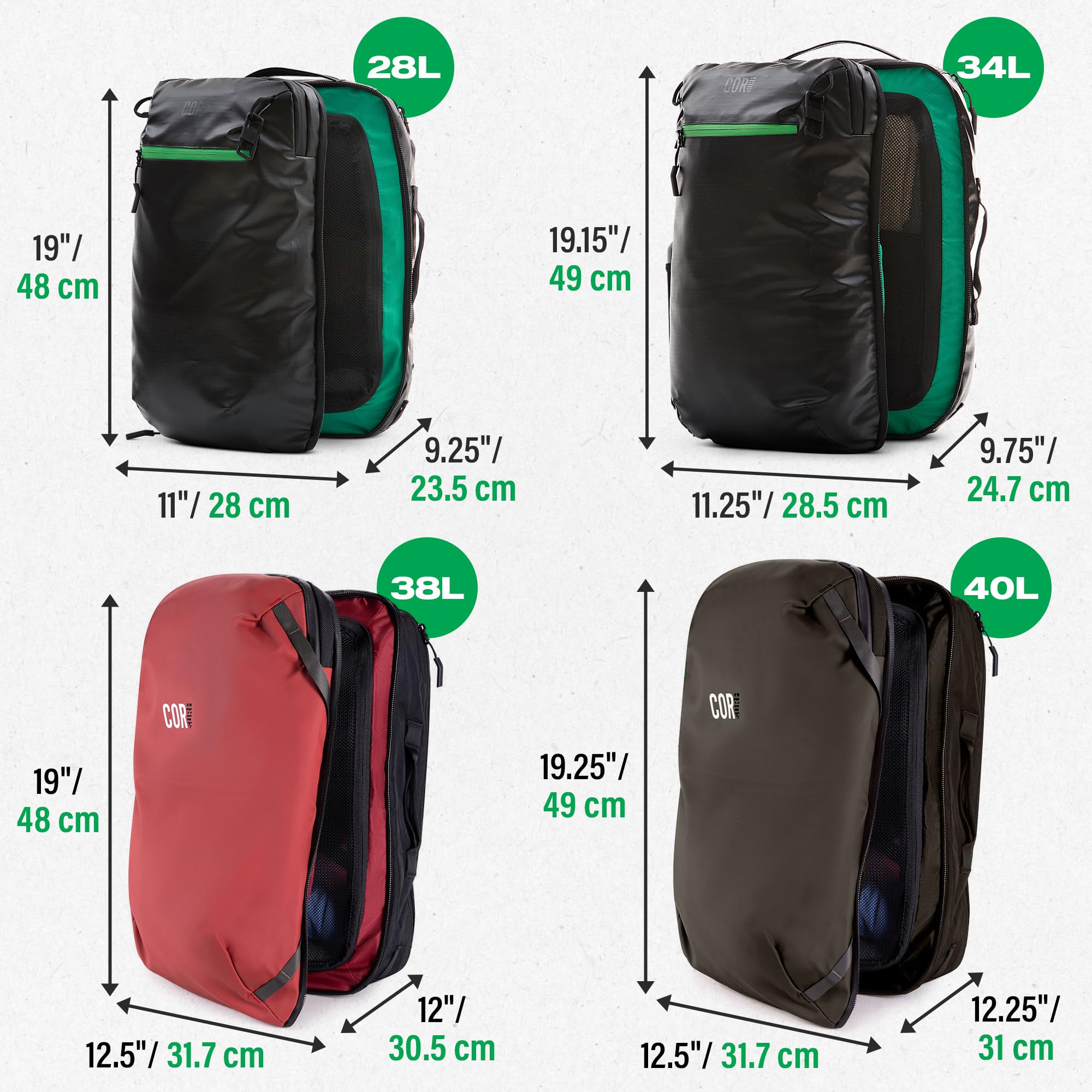 COR Surf Travel Backpack Flight Approved Carry On Laptop Backpack with Secret Passport Pockets | Large Daypack Business Weekender Luggage Backpack for Men Women The Island Hopper (28L Black)