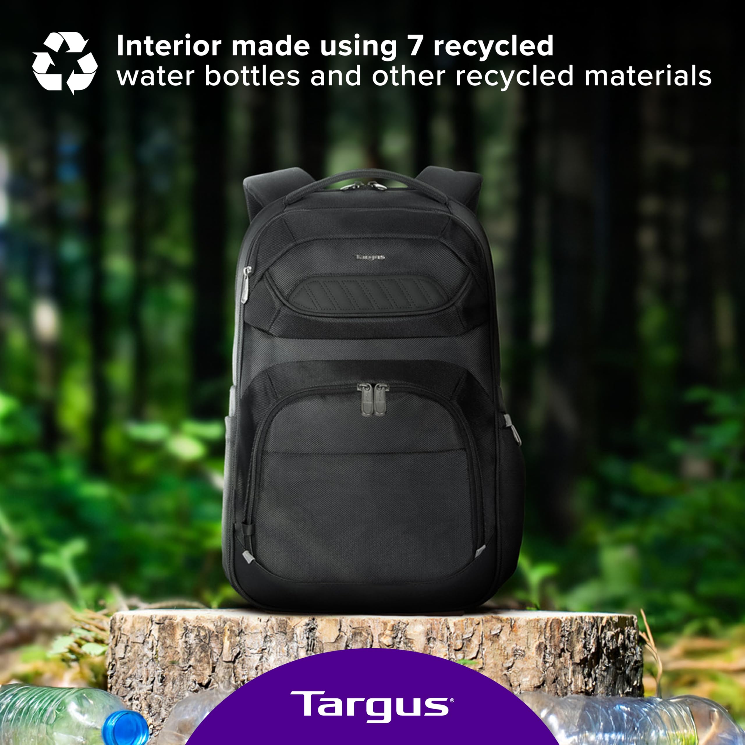 Targus Legend IQ Backpack Laptop bag for Business Professional and College Student with Durable Material, Pockets Throughout, Headphone Cord Pocket, TrolleyStrap, Fits 16-Inch Laptop, Black (TSB705US)