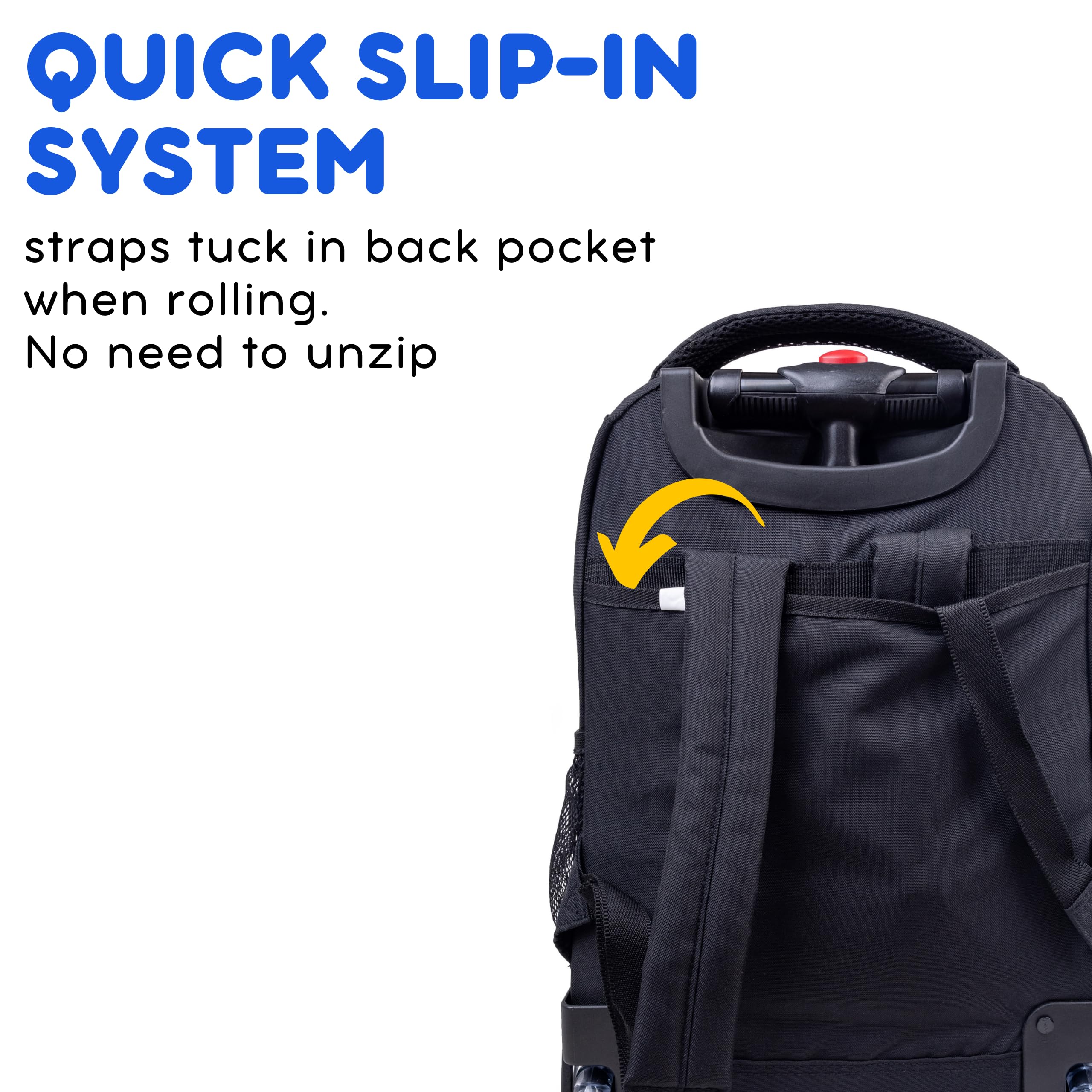 J World New York Sunny Rolling Backpack for Kids and Adults, Black, One Size