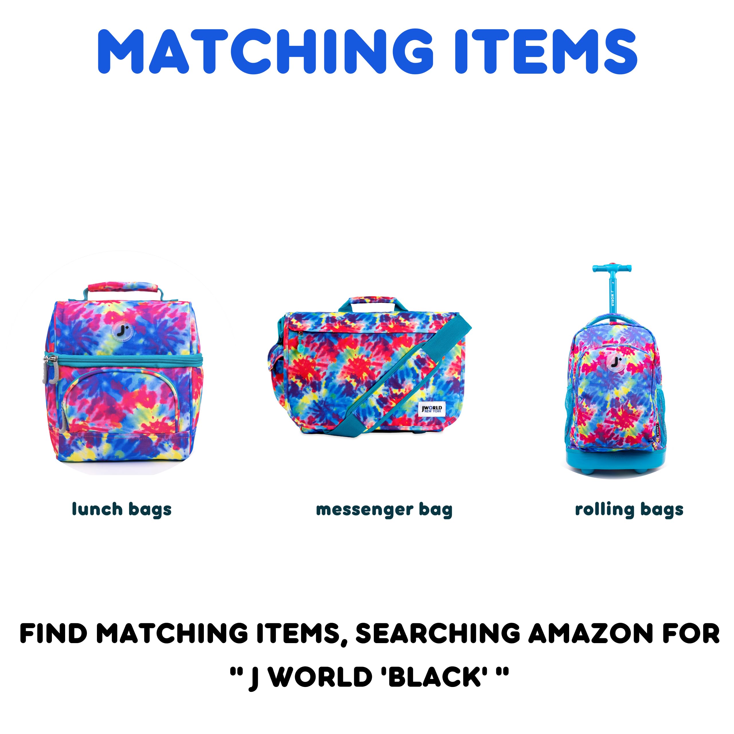 J World New York Sunny Rolling Backpack for Kids and Adults, Black, One Size