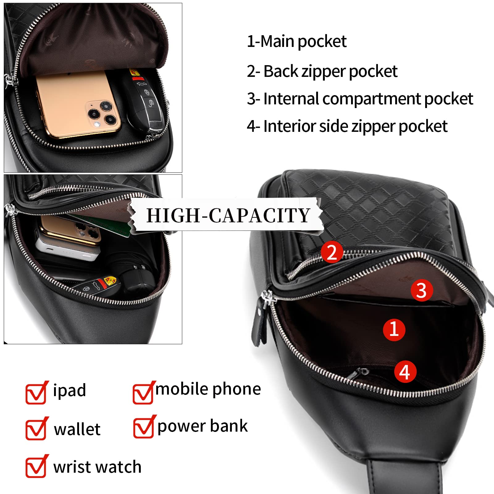 FSD.WG sling Backpack for Men Chest Bag Crossbody Shoulder Bags Travel Bag Purse for Men with Water Resistant
