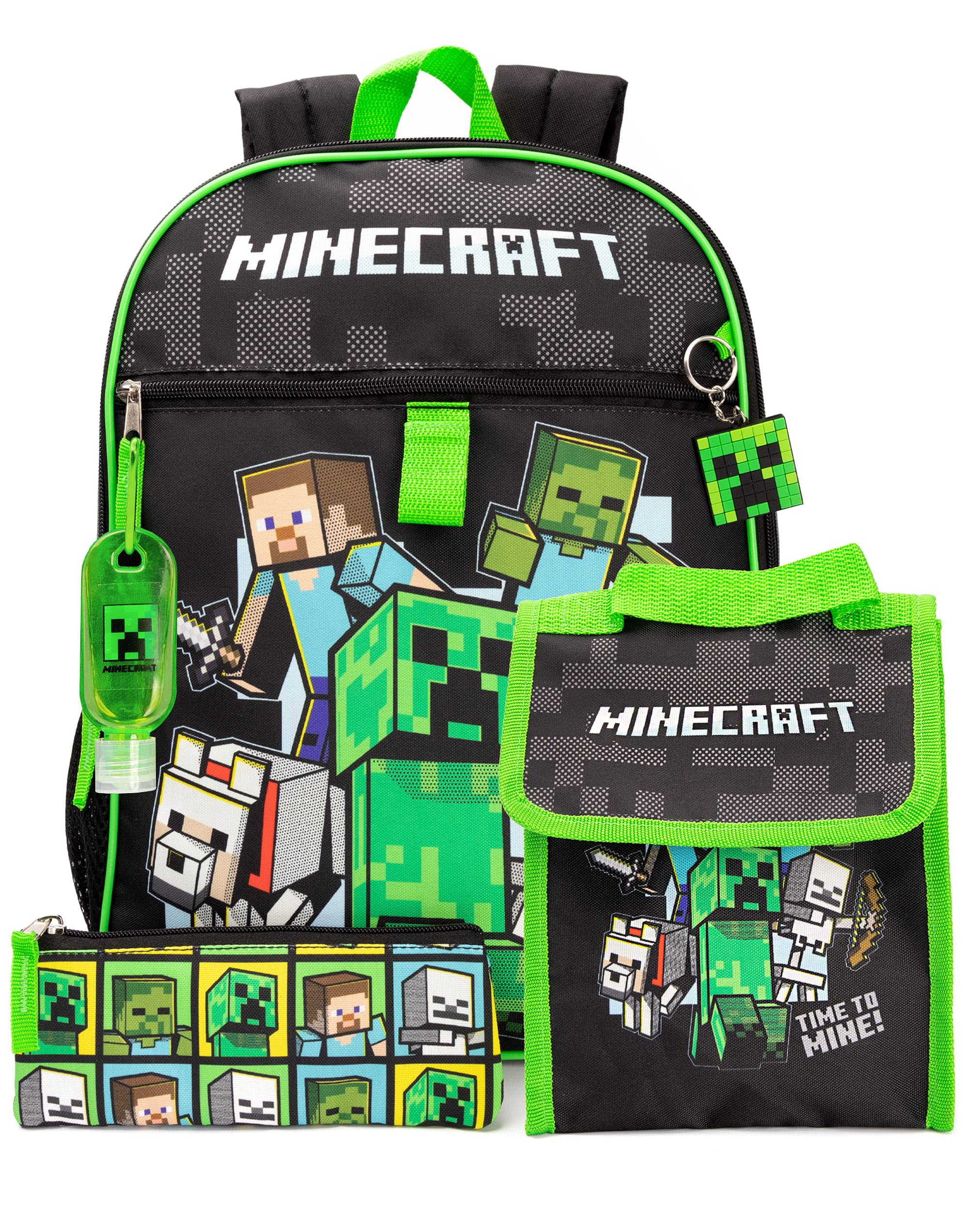 Minecraft Backpack & Lunch Box 5 Piece Rucksack Bag Gift Set Merchandise