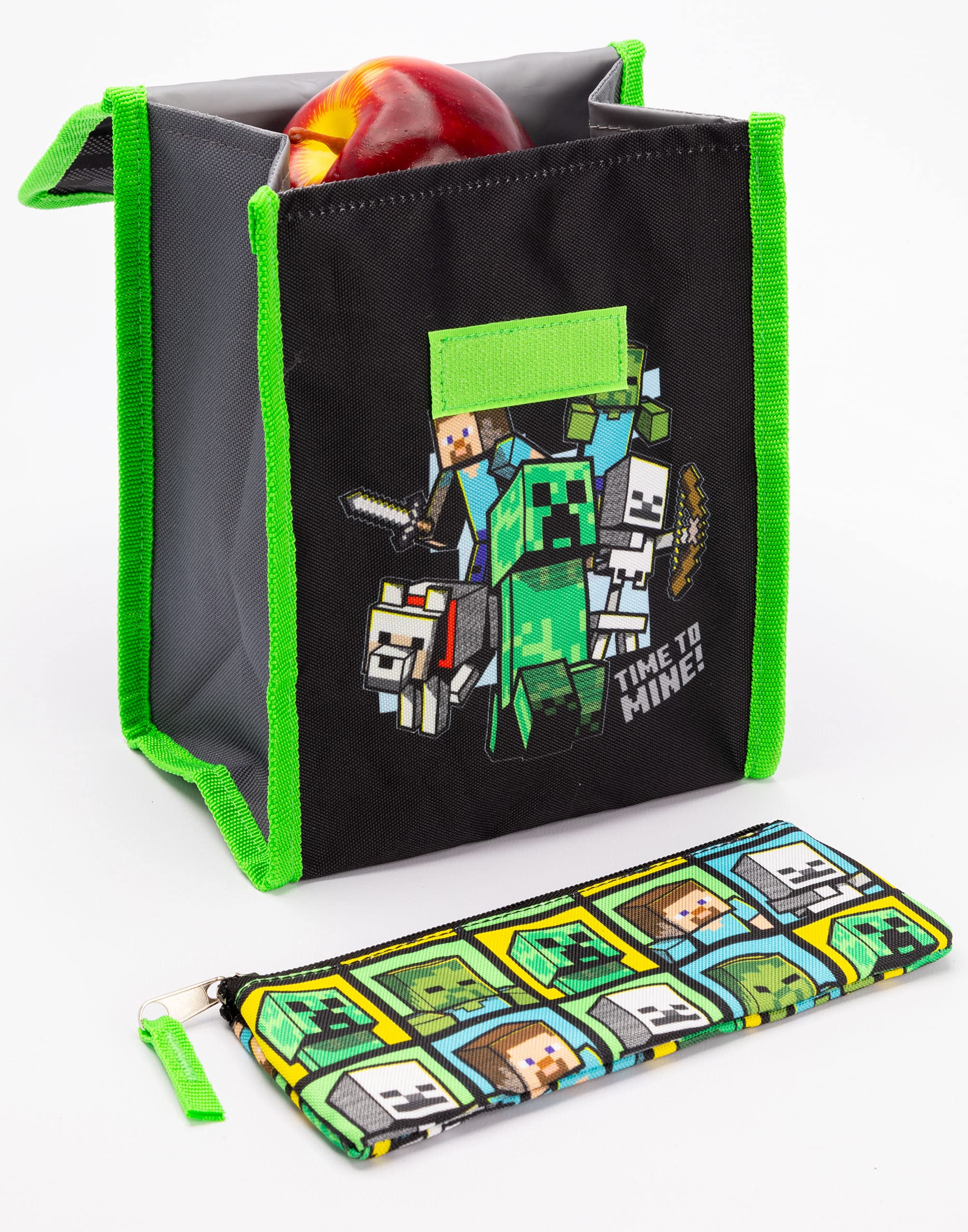 Minecraft Backpack & Lunch Box 5 Piece Rucksack Bag Gift Set Merchandise
