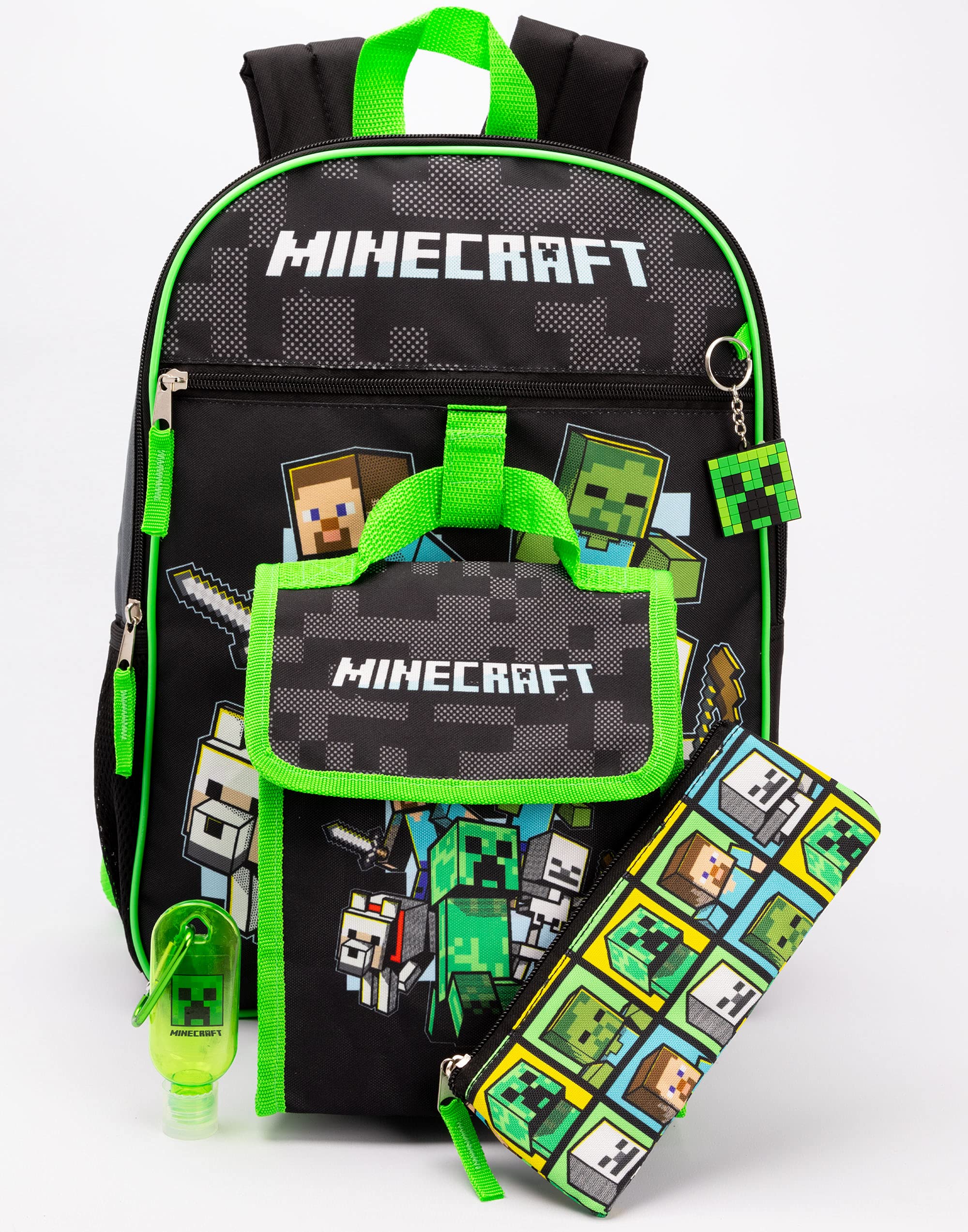 Minecraft Backpack & Lunch Box 5 Piece Rucksack Bag Gift Set Merchandise