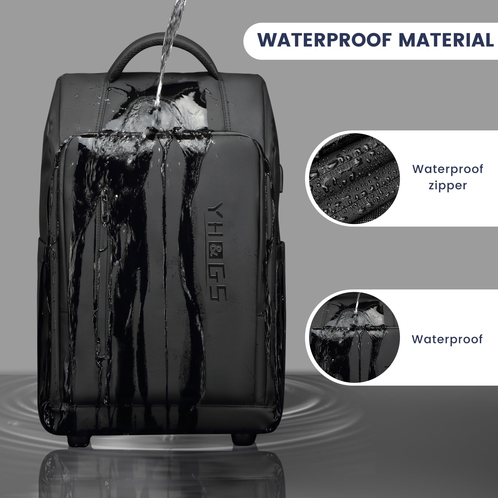 GOTECH Rolling Backpack, Waterproof Backpack with Wheels for Business College Student Commuter, Carry on Backpack with Laptop Compartment, Fit 15.6/17 Inch Laptop, Wheeled Backpack for Adults