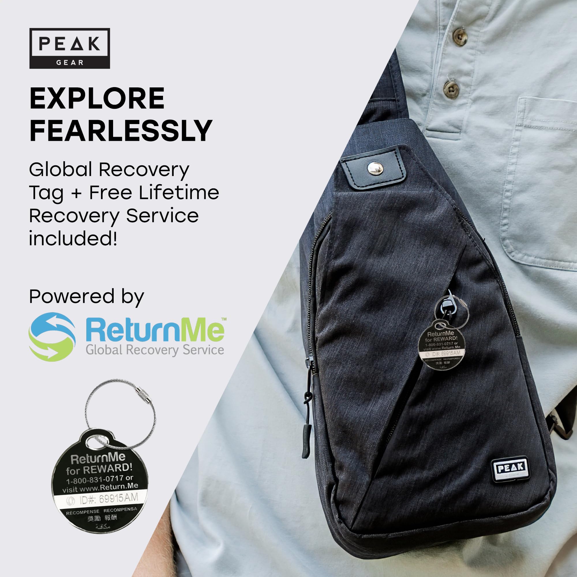 Peak Gear Sling Compact Crossbody Backpack and Day Bag (Black)