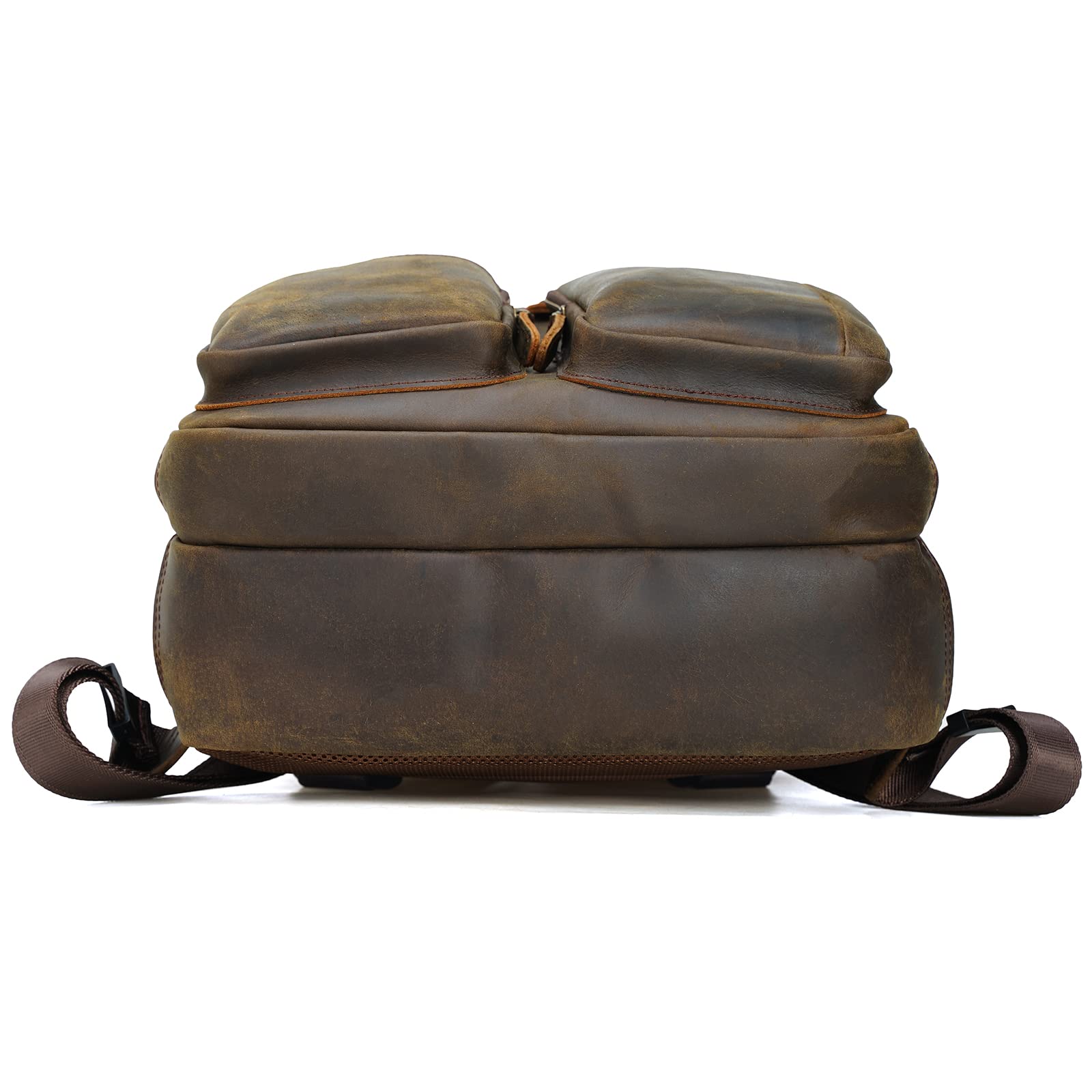 Polare 17.3 Inch Full Grain Leather Backpack for Men Multi Pockets Business Travel DayPack Rucksack