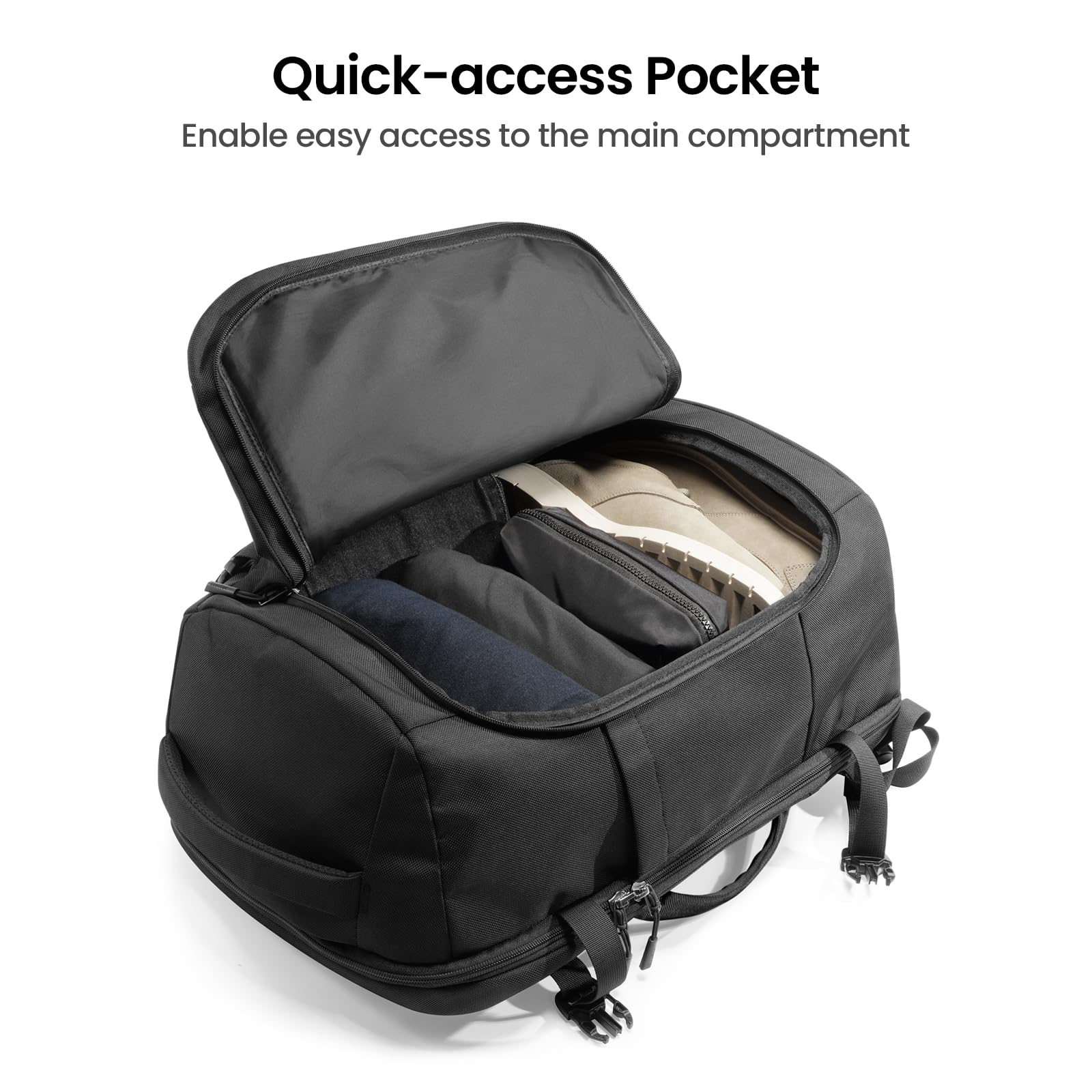 tomtoc Travel Backpack 40L, TSA Friendly Flight Approved Carry-on Luggage Hand Backpack, Water-resistant Lightweight Business Rucksack, Durable Large Weekender Bag Daypack Fits 17.3 Inch Laptop