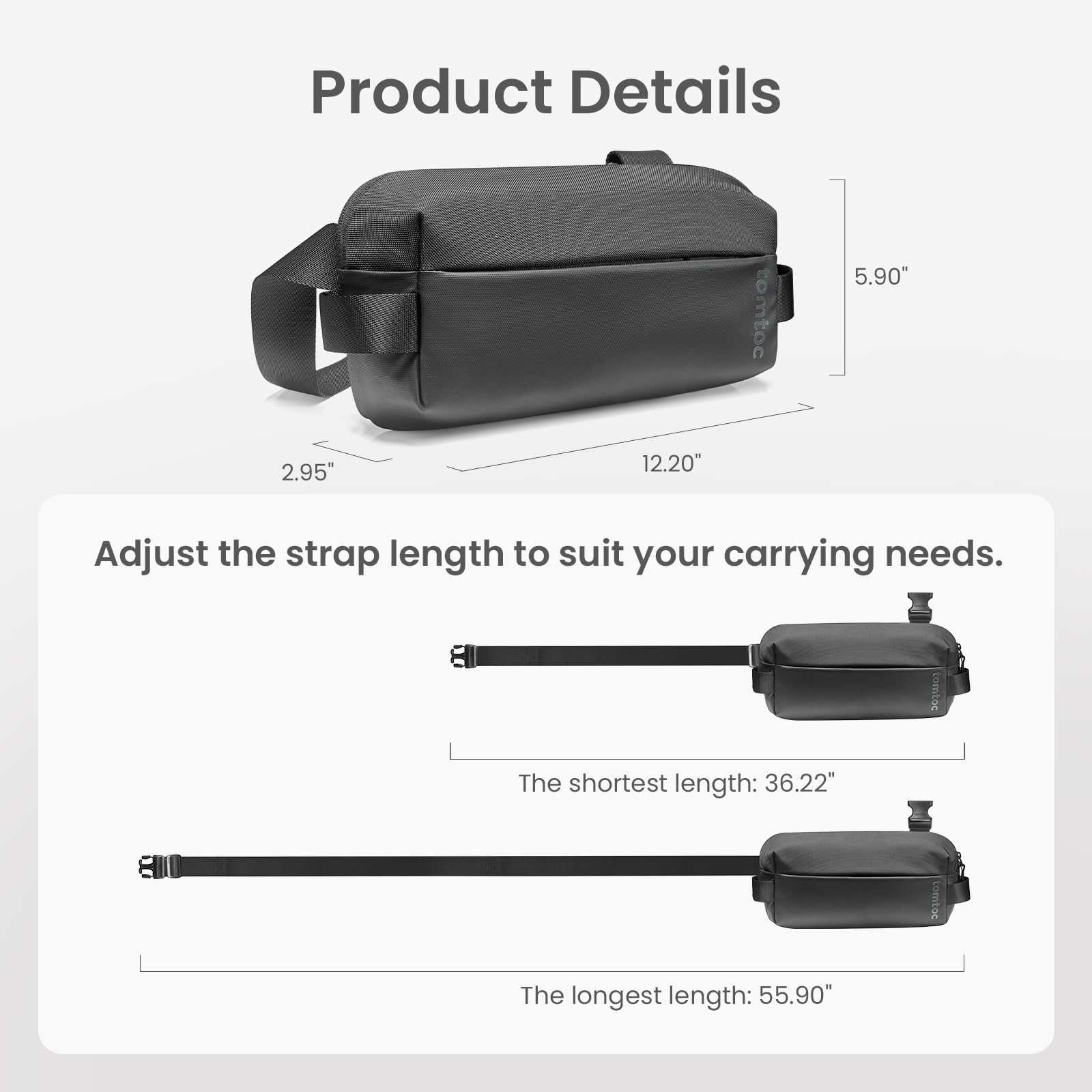 tomtoc Compact EDC Sling Bag, 4.5L Minimalist Chest Shoulder Backpack Crossbody Bag for Men and Women, Water-resistant Lightweight Everyday Carry Casual Bag for Tactical, Travel, Work, Gym, Sport