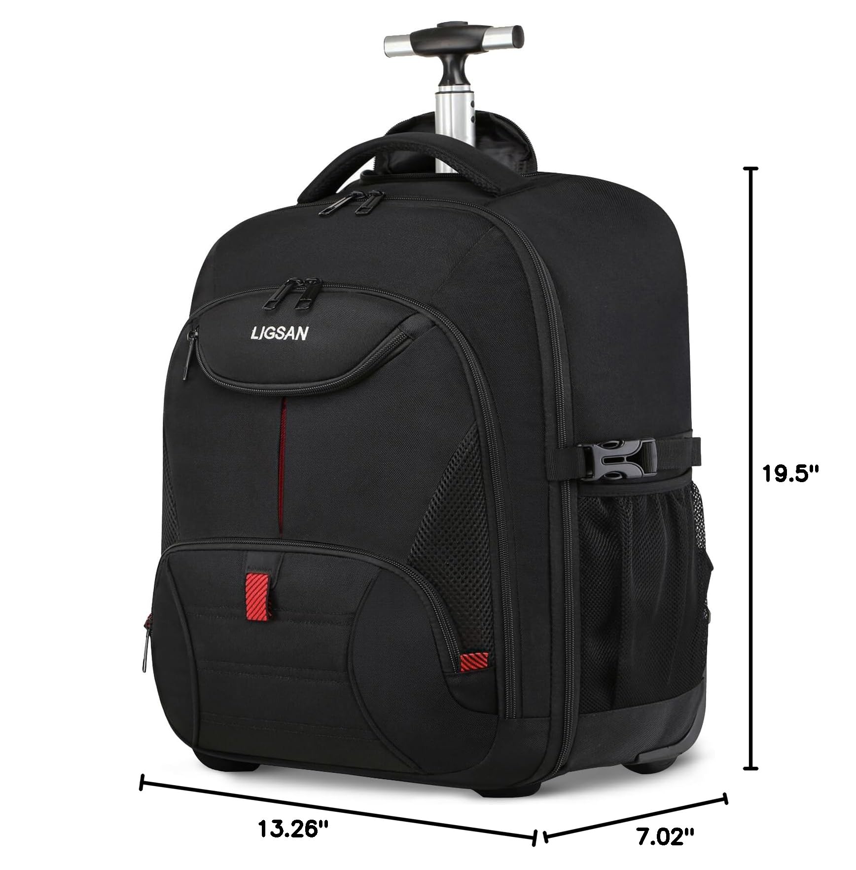 Rolling Backpack,Large Backpack with Wheels for Men Women Adults,17inch Waterproof Wheeled Travel Laptop Backpack,Carry on Luggage Bag Trolley Suitcase Business College School Computer Bookbag,Black