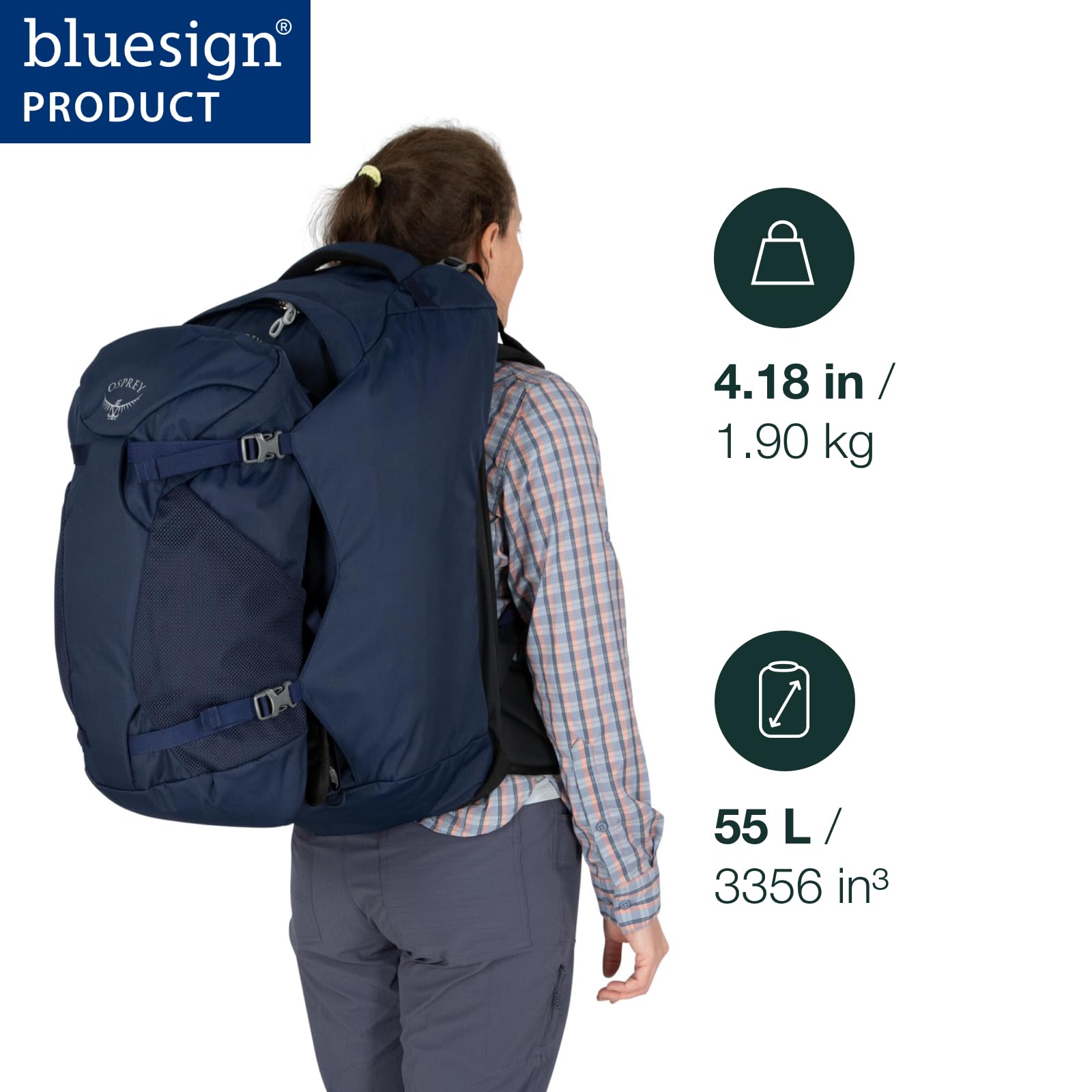 Osprey Fairview 55 Women's Travel Backpack, Winter Night Blue
