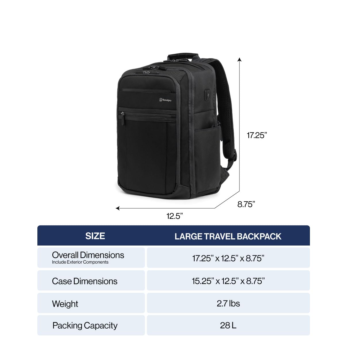 Travelpro Crew Executive Choice 3 Large Backpack Fits Up to 15.6 Laptops and Tablets, USB a and C Ports, Men and Women, Titanium Grey