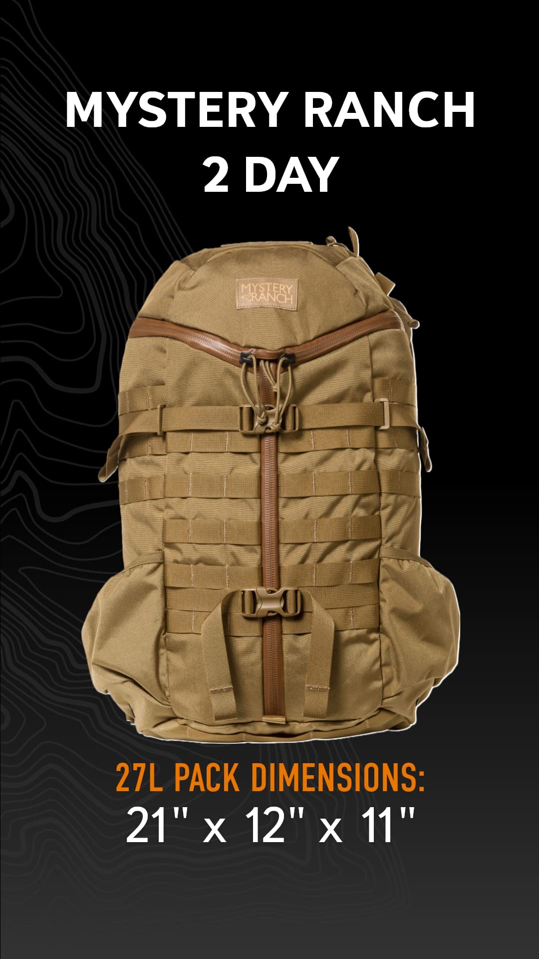 Mystery Ranch 2 Day Backpack - Tactical Daypack Molle Hiking Packs, Coyote, L/XL