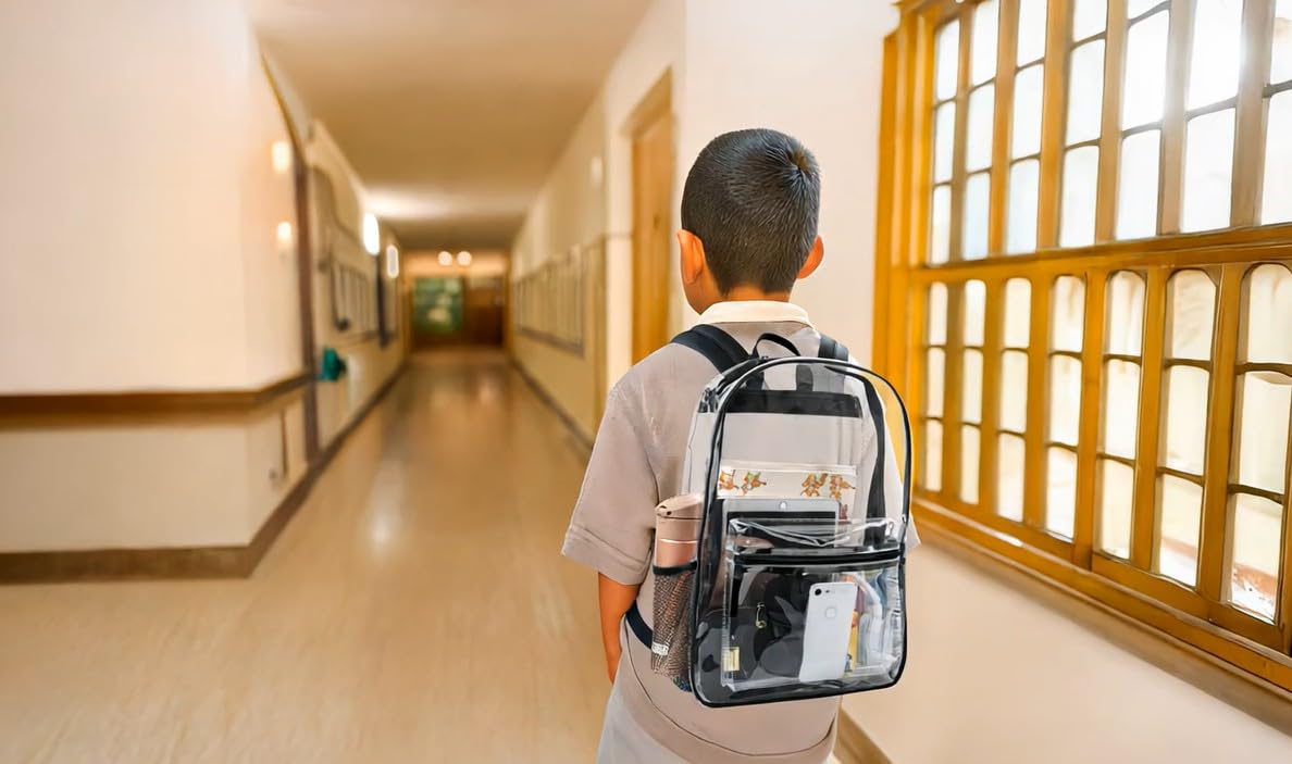 Bulk Clear Backpacks Wholesale for School 24 Pack Clear Backpacks for Boys, Girls, Stadium, Travel (Solid Black Pack)