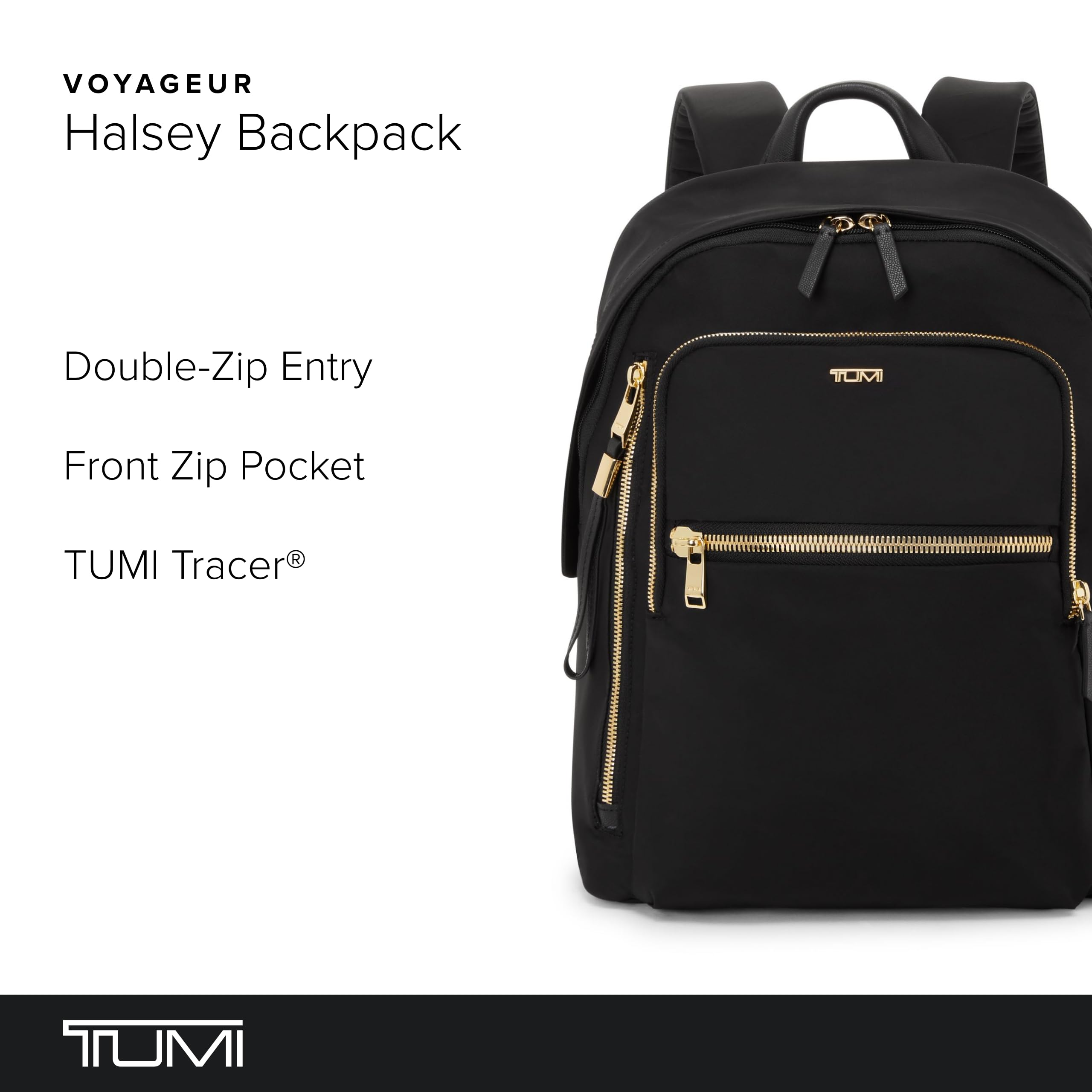 TUMI Voyageur Halsey Backpack - Black/Gold