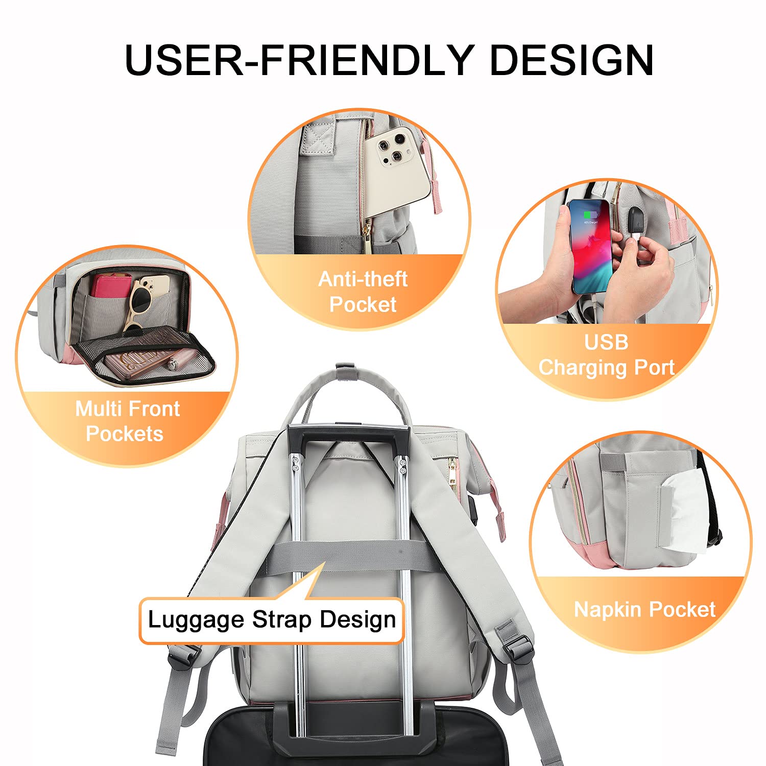 LOVEVOOK Laptop Backpack for Women Work Backpack Purse 15.6 Inch Travel Bookbag Nurse Teacher Bag