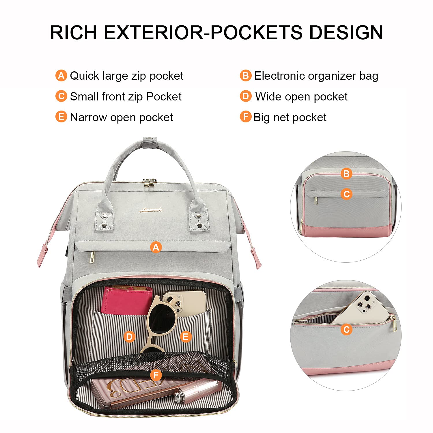 LOVEVOOK Laptop Backpack for Women Work Backpack Purse 15.6 Inch Travel Bookbag Nurse Teacher Bag