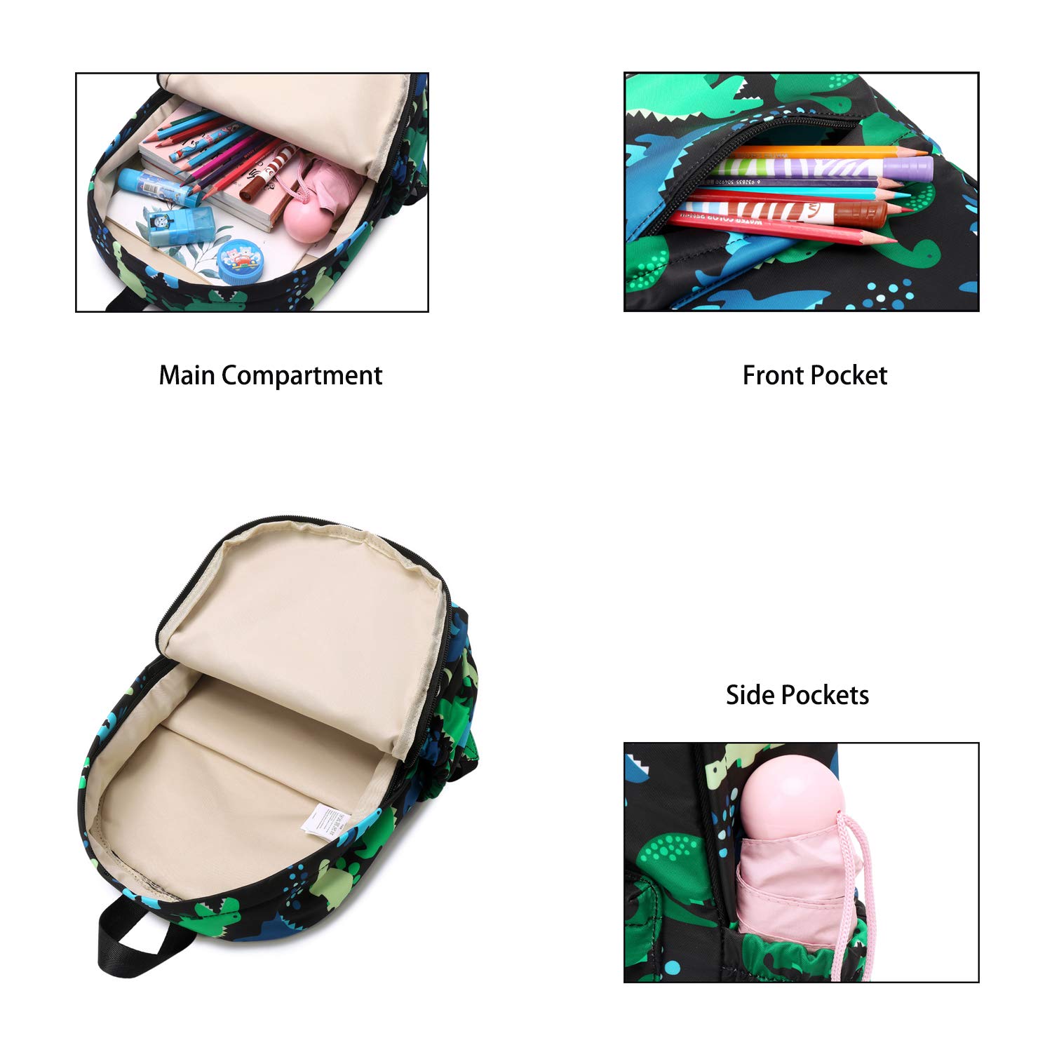 Abshoo Little Kids Backpacks for Boys and Girls Preschool Backpack With Chest Strap (Colorful Dinosaur)