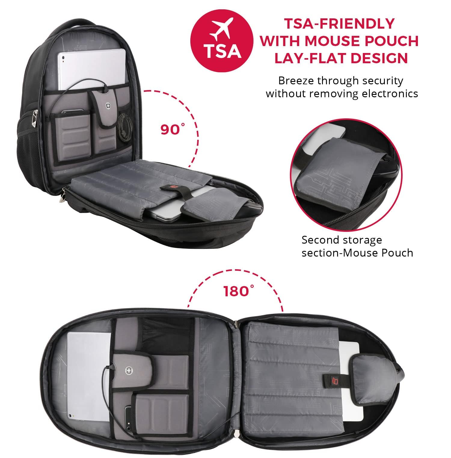 Swissdigital Design Terabyte TSA Laptop Backpack Men's USB Charging Port Large Capacity Business Travel Backpack Black(J16BTFB-41)| With Apple Find My Network
