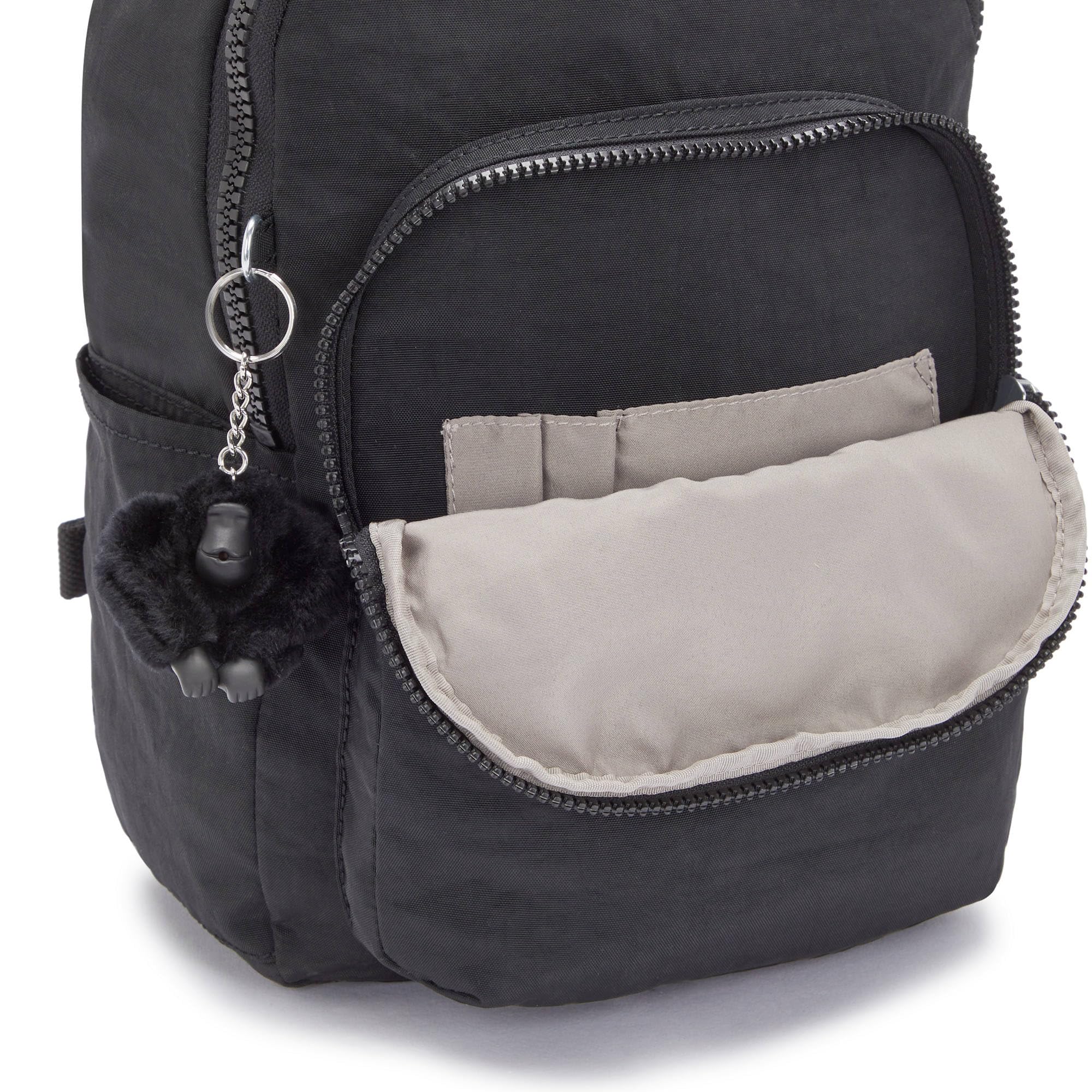 Kipling Women's Seoul Small Backpack, Durable, Padded Shoulder Straps with Tablet Sleeve, School Bag, Black Noir