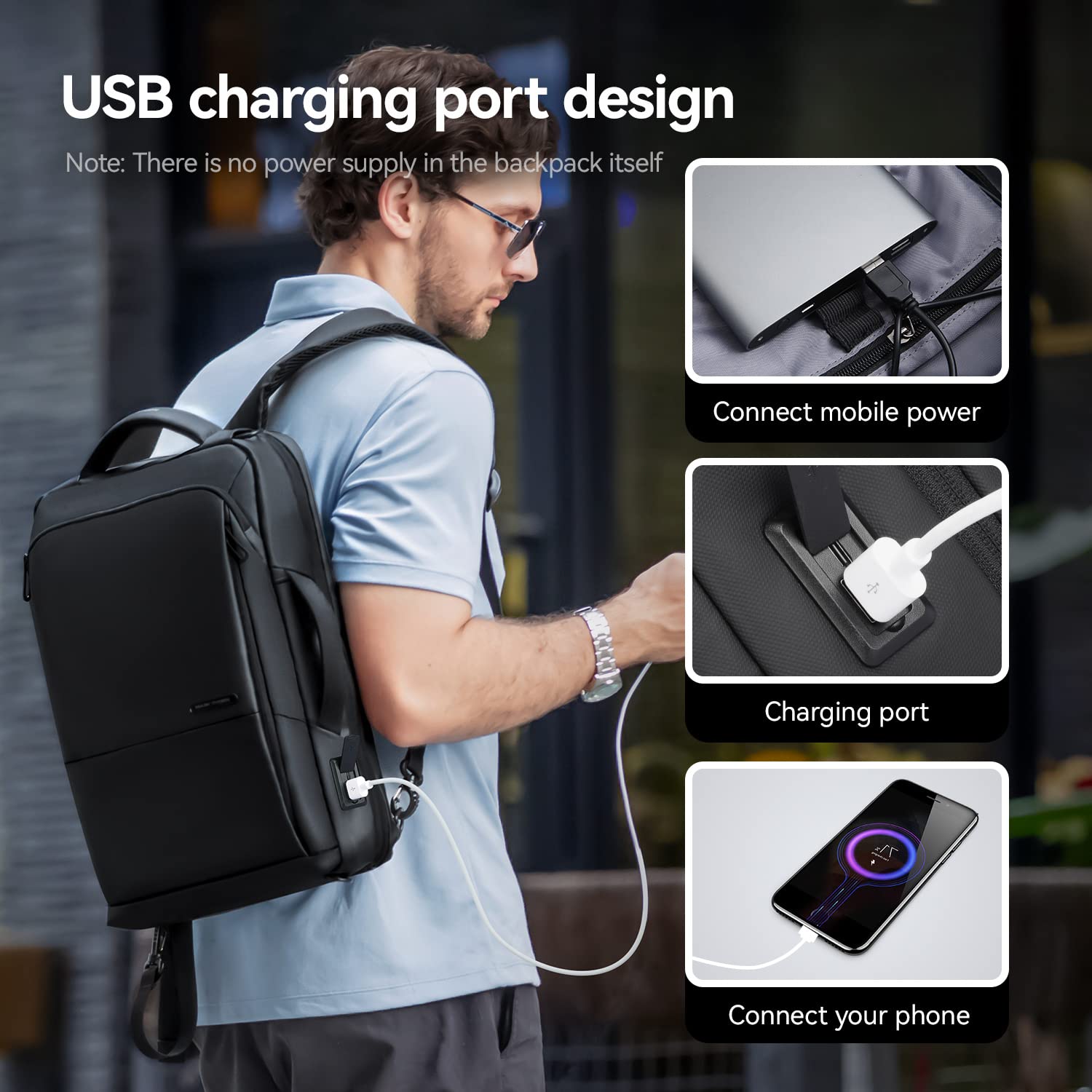 Small Business Backpack,Intelligent 3in1 Slim Laptop Backpack For Men&Women Fits 15.6 Laptop With USB Port Casual Daypack Commute Bag Executive Briefcase,Black