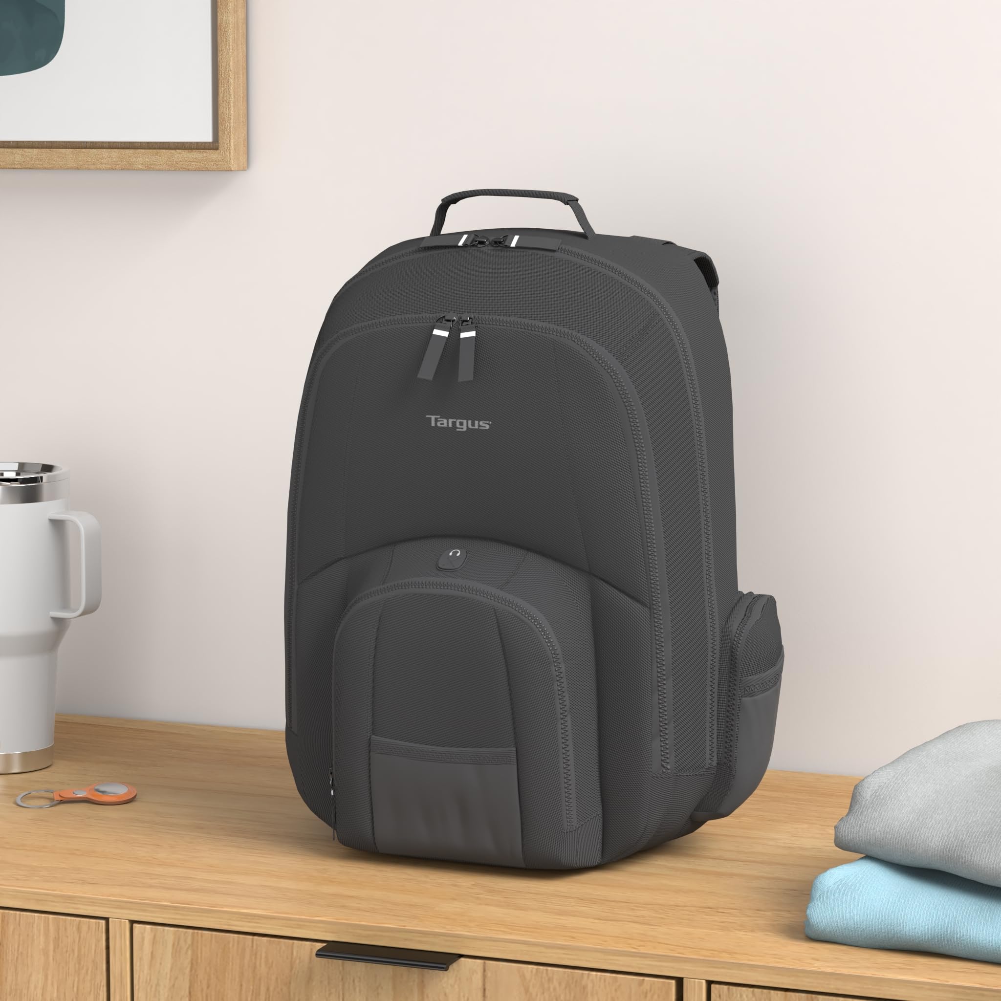 Targus Laptop Backpack for Laptops up to 16-inches Water Resistant Travel Backpack for Business Commuters School Bag College Computer Backpack for Men/Women Large Backpack Travel Gifts, Black (CVR600)