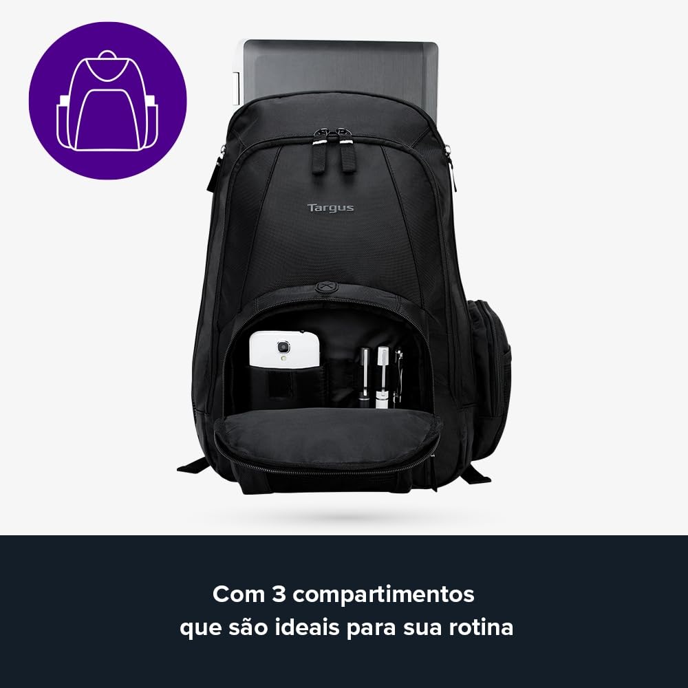 Targus Laptop Backpack for Laptops up to 16-inches Water Resistant Travel Backpack for Business Commuters School Bag College Computer Backpack for Men/Women Large Backpack Travel Gifts, Black (CVR600)