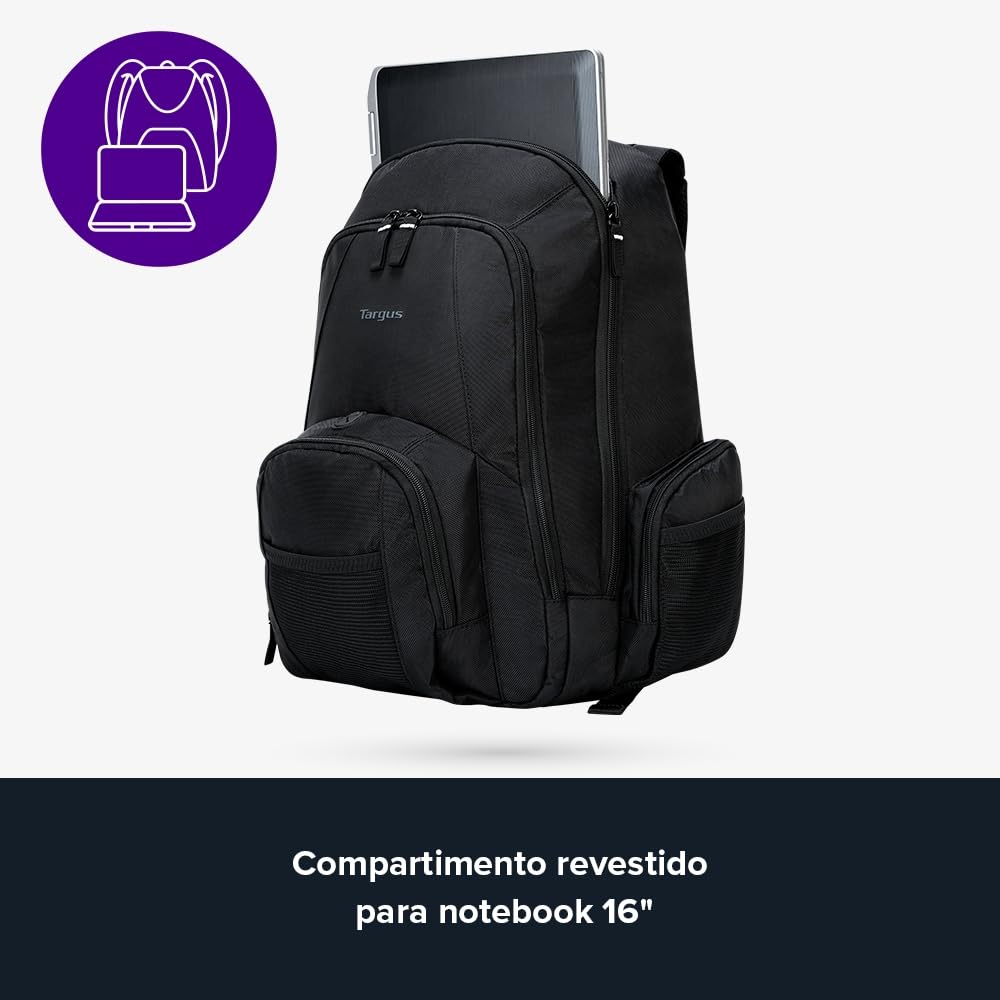 Targus Laptop Backpack for Laptops up to 16-inches Water Resistant Travel Backpack for Business Commuters School Bag College Computer Backpack for Men/Women Large Backpack Travel Gifts, Black (CVR600)