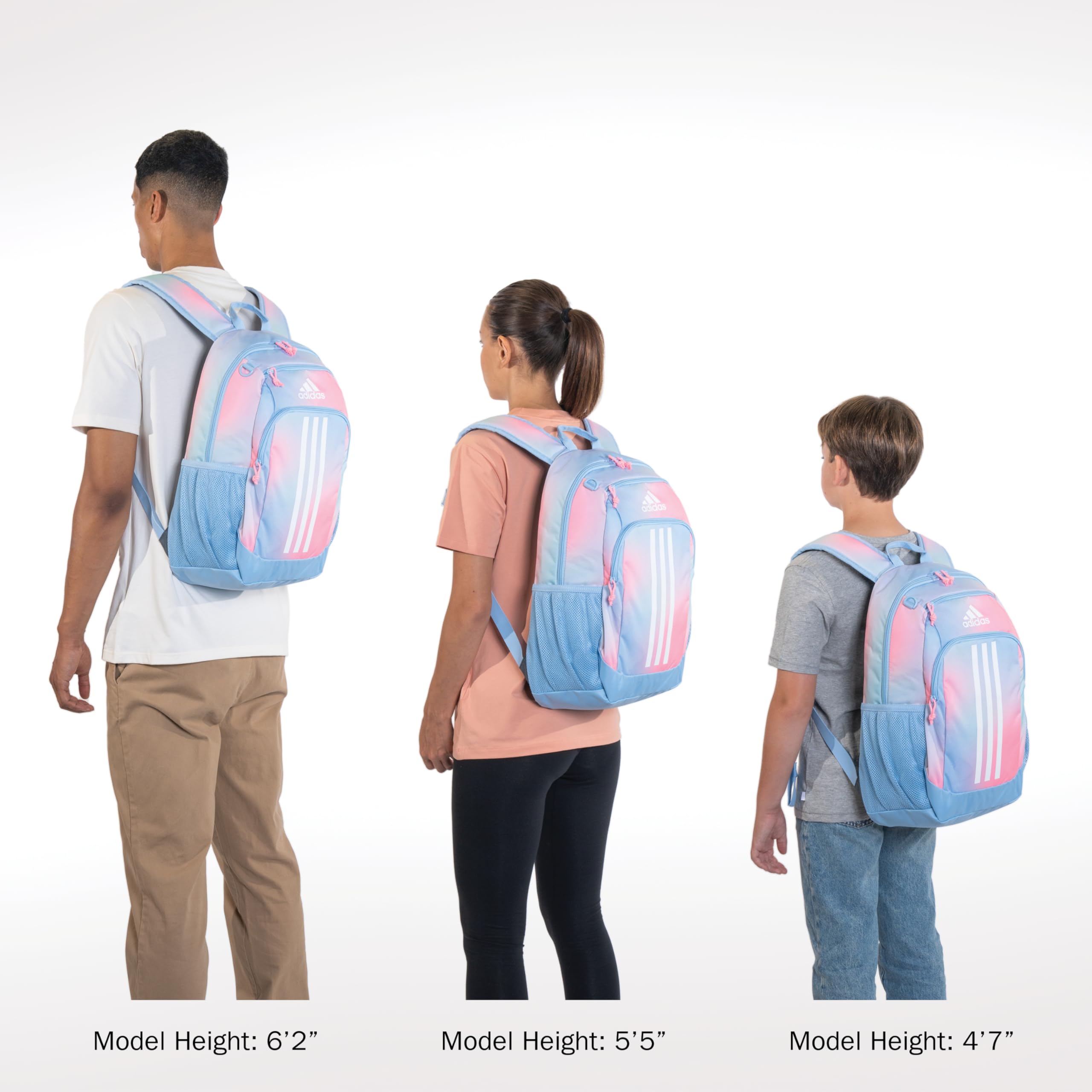adidas Back to School BTS Creator Backpack, Gradient Rose Tone Pink/Onix Grey, One Size