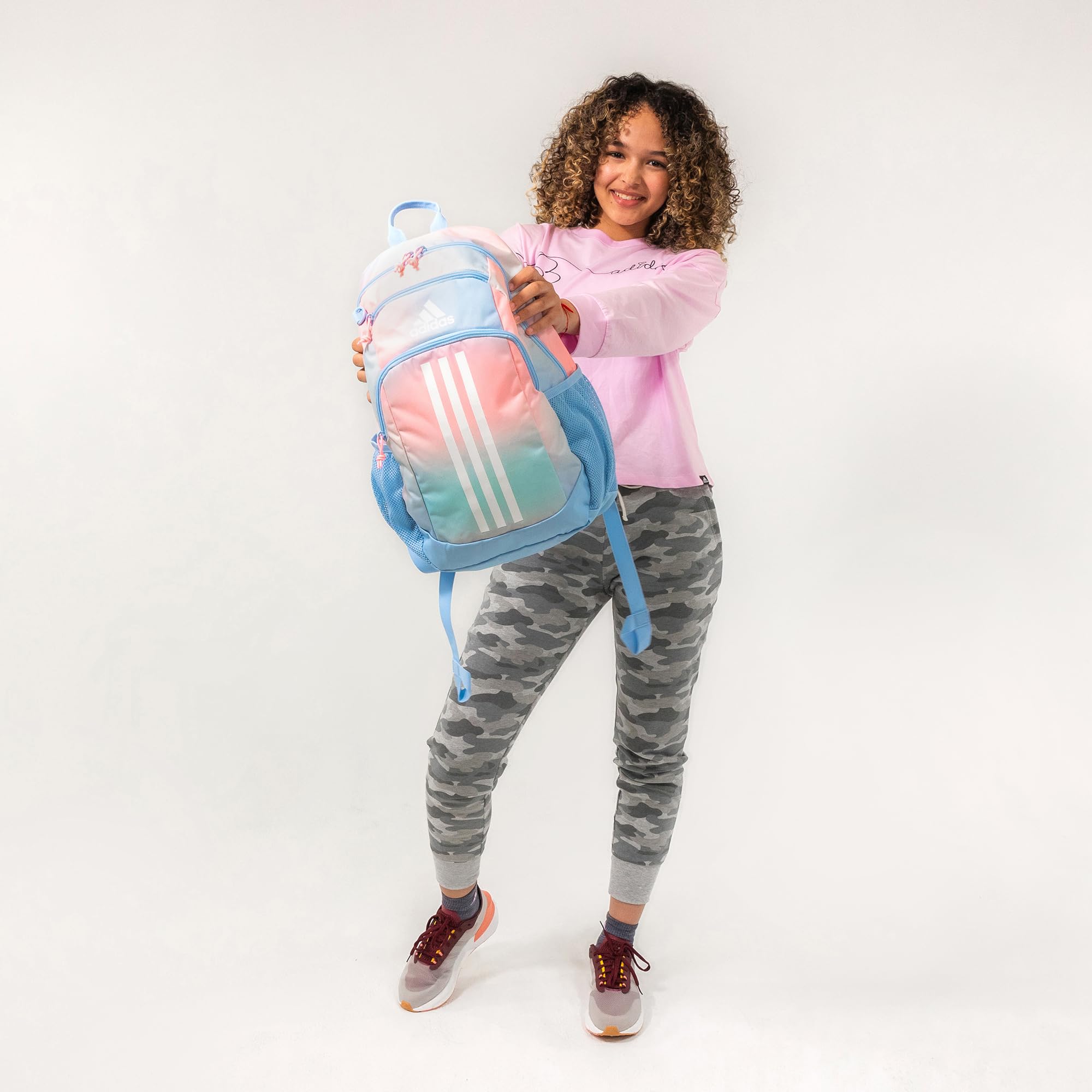 adidas Back to School BTS Creator Backpack, Gradient Rose Tone Pink/Onix Grey, One Size