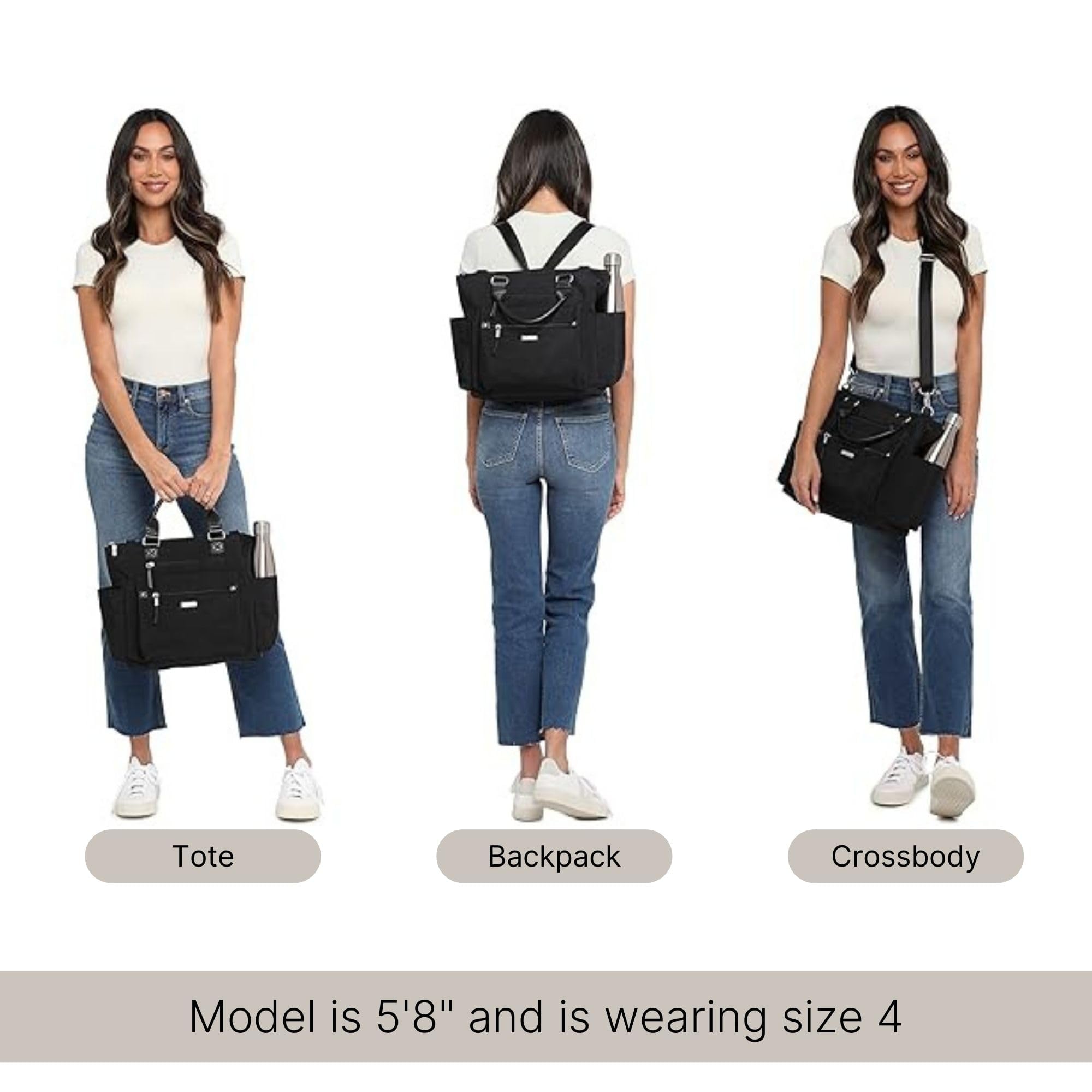 Baggallini Womens 3-in-1 Convertible Backpack With RFID Phone Wristlet, Black, One Size US