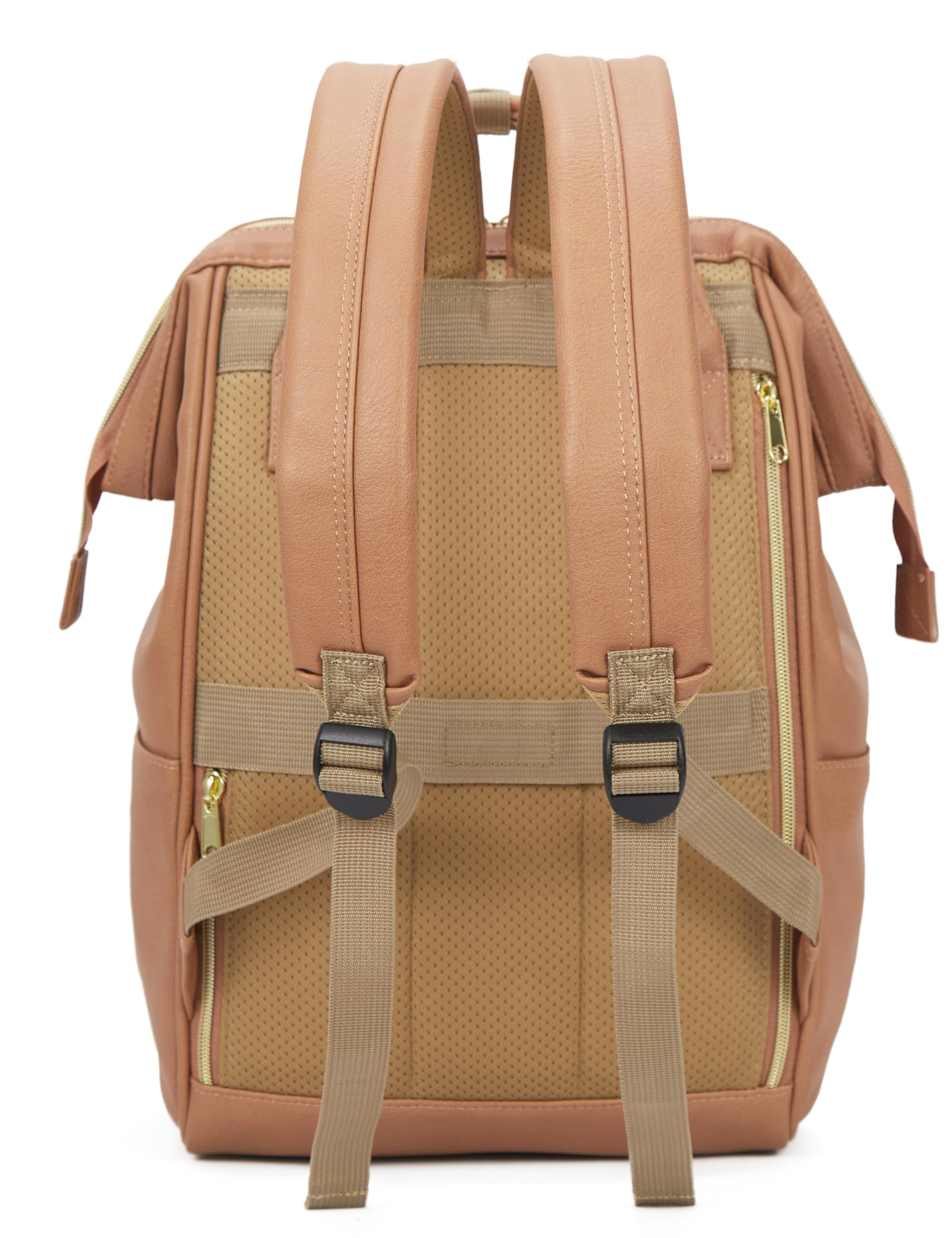 Kah&Kee Leather Backpack Diaper Bag with Laptop Compartment Travel School for Women Man (Tan Pink, Large)
