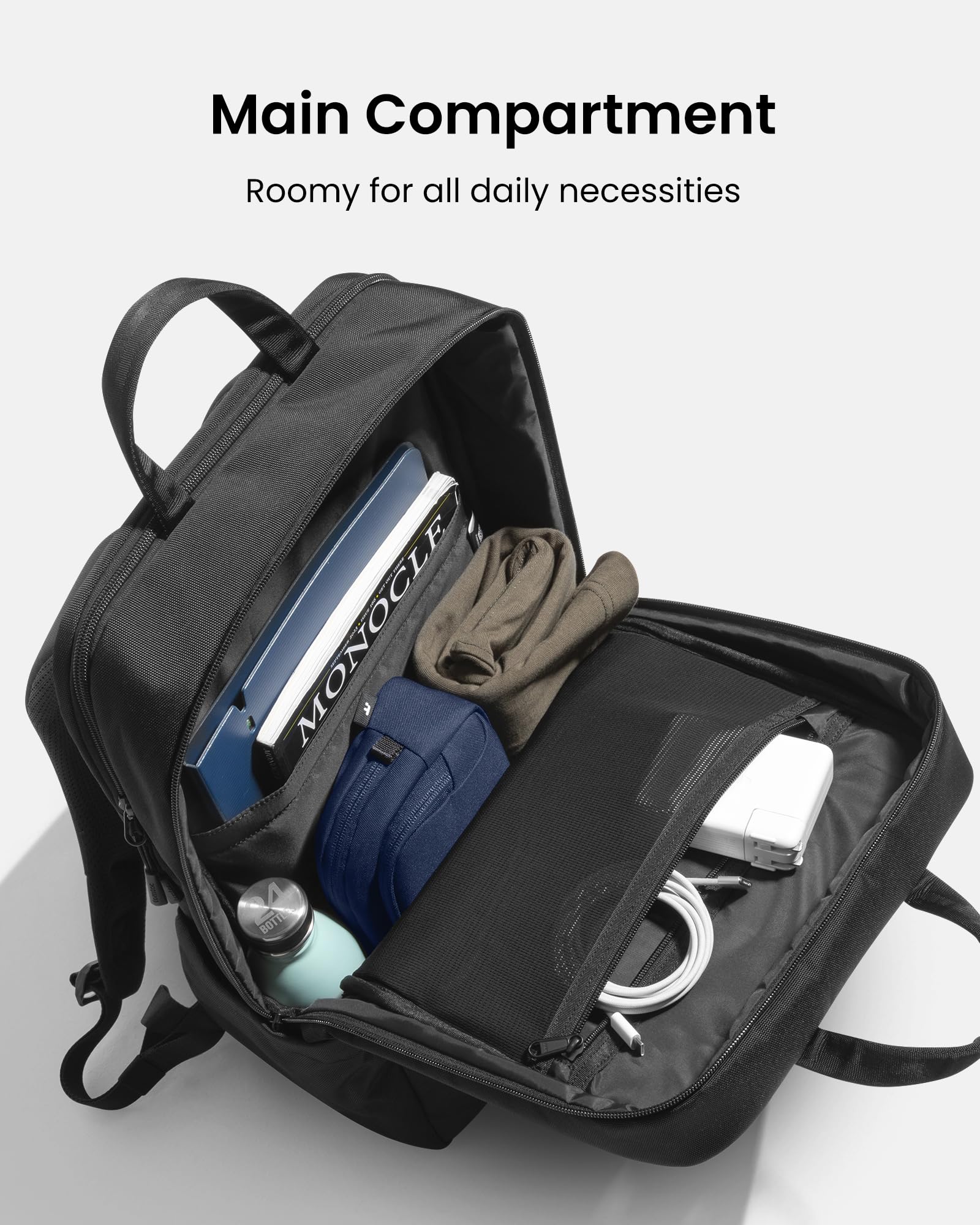 tomtoc 15.6-inch Protective Laptop Backpack for Business Office College, Travel Commuter Backpack with USB Charging Port for Up to 15.6” Laptop MacBook, Water-resistant Computer Bag for Men Women, 22L