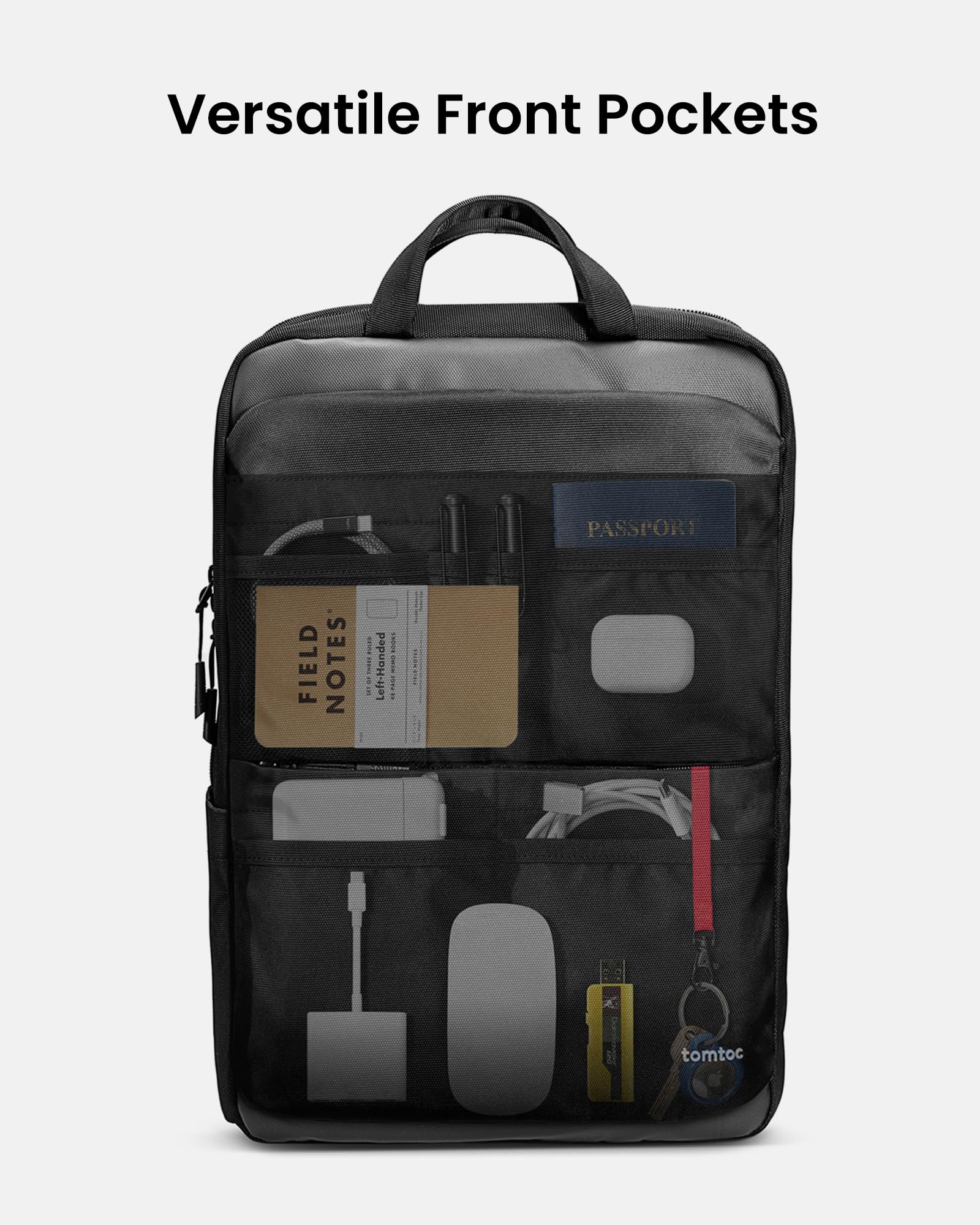 tomtoc 15.6-inch Protective Laptop Backpack for Business Office College, Travel Commuter Backpack with USB Charging Port for Up to 15.6” Laptop MacBook, Water-resistant Computer Bag for Men Women, 22L