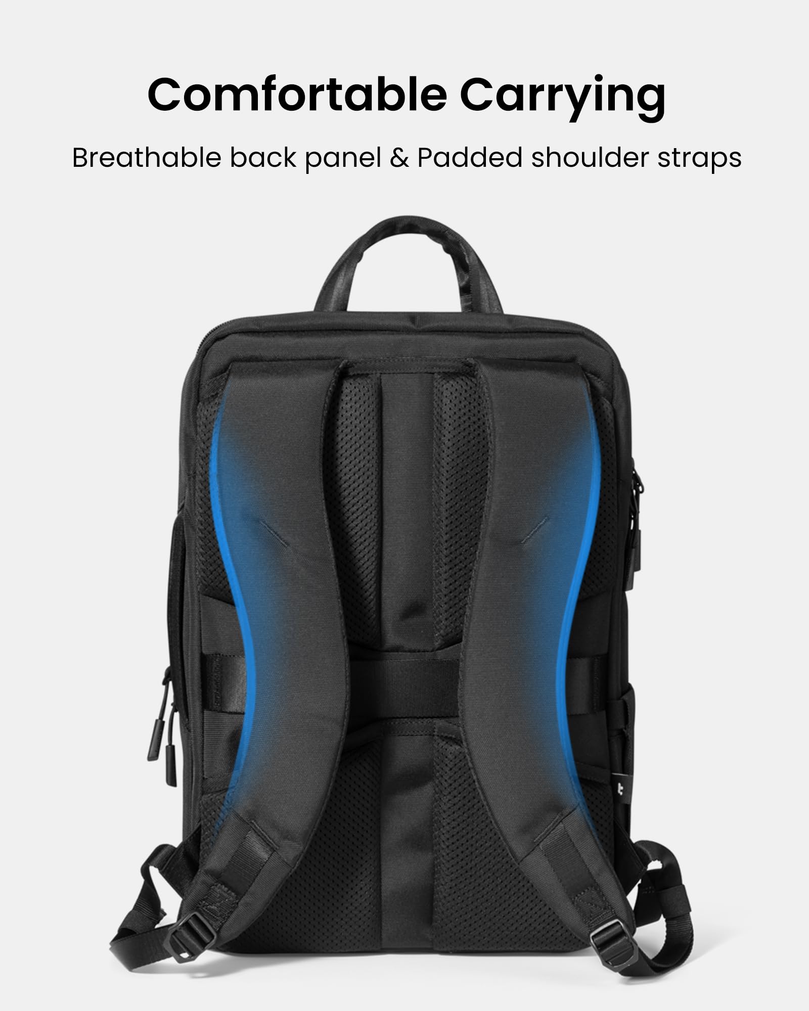 tomtoc 15.6-inch Protective Laptop Backpack for Business Office College, Travel Commuter Backpack with USB Charging Port for Up to 15.6” Laptop MacBook, Water-resistant Computer Bag for Men Women, 22L