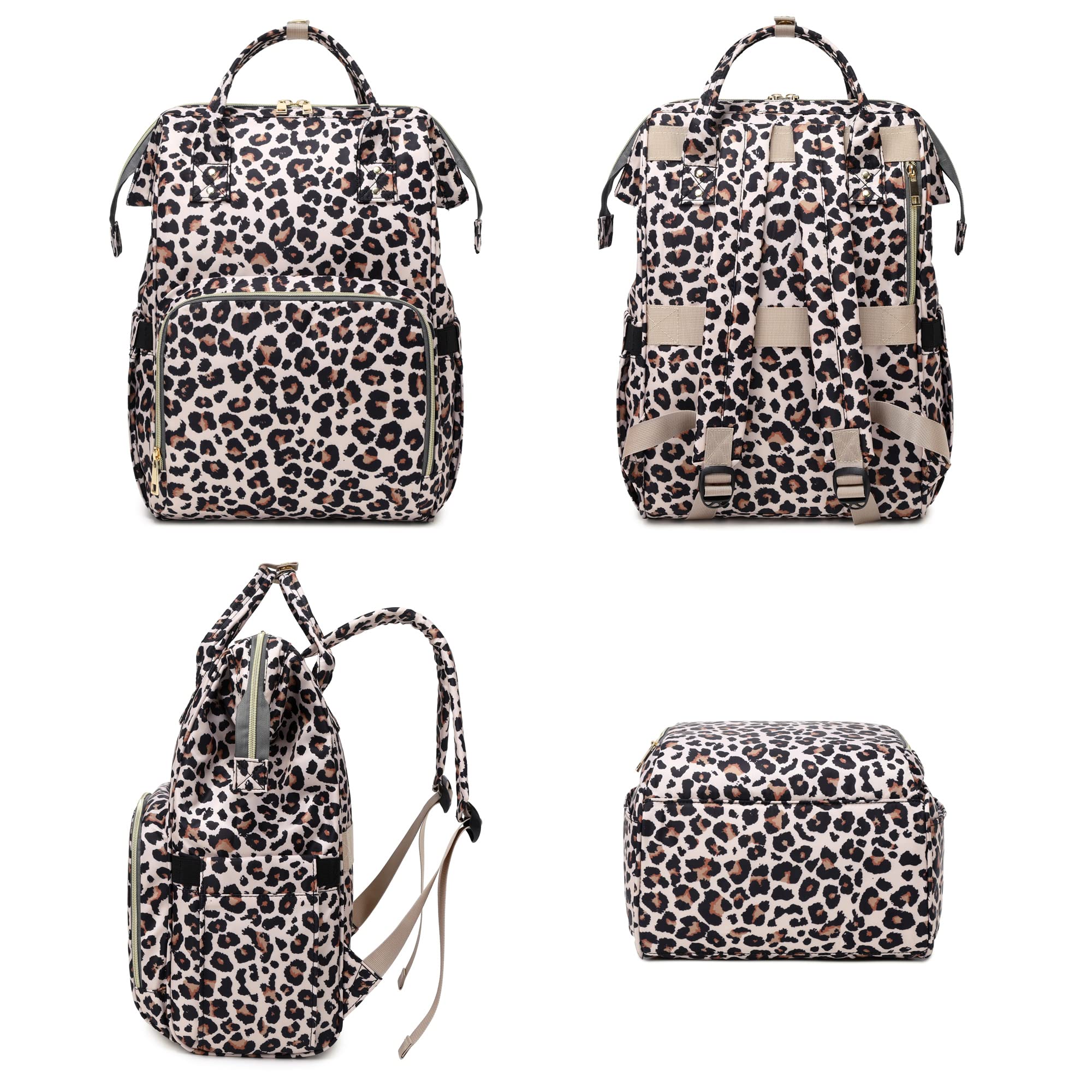Leopard Women Laptop Backpack, Xunteny College School Backpack Bookbag 15.6 Inch Computer Backpacks for Work Business Travel