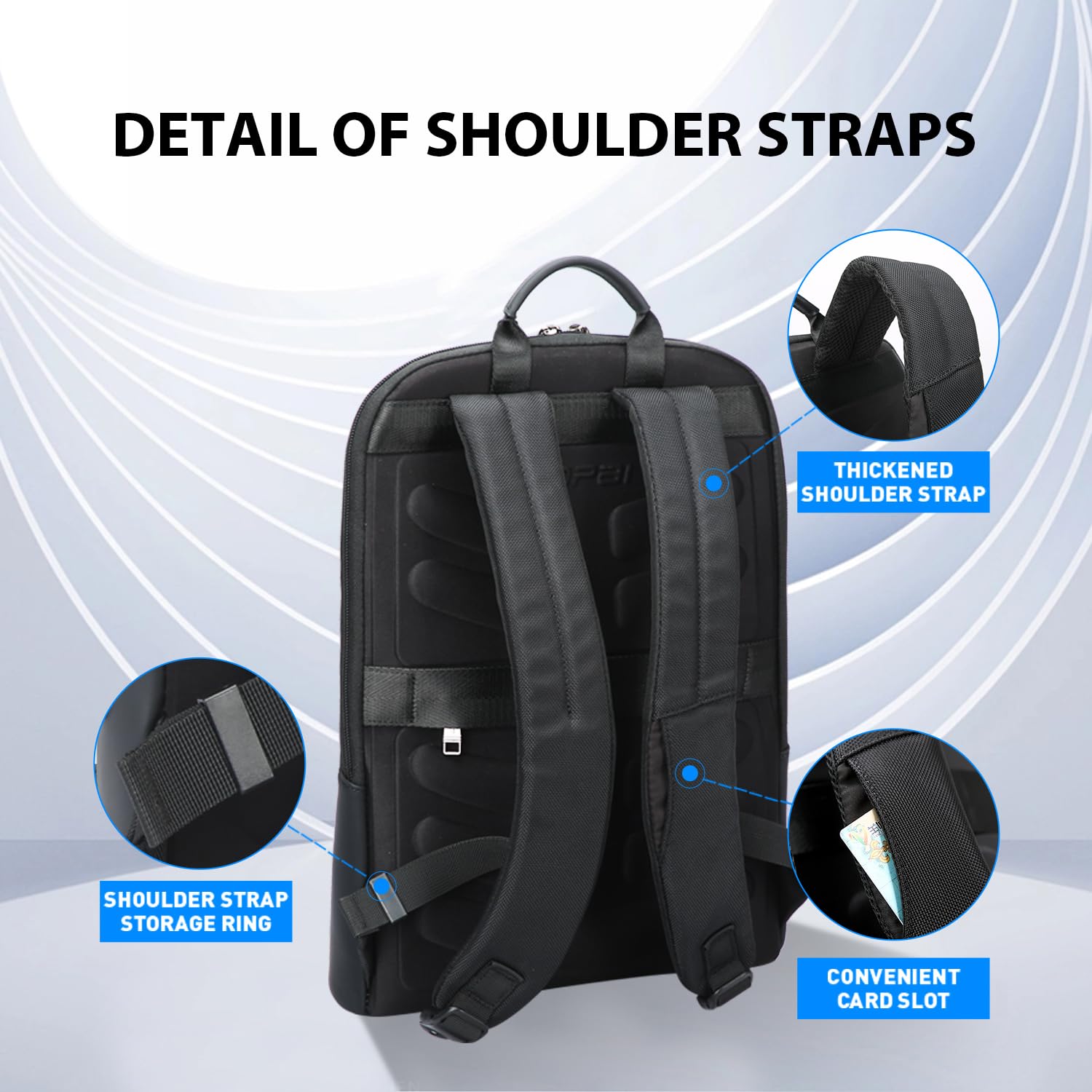 BOPAI Slim Laptop Backpack 15-15.6 inch USB Charging Backpack for Men Water Resistant College Laptop Backpack Office Anti Theft Backpack Smart Computer Backpack Men Black