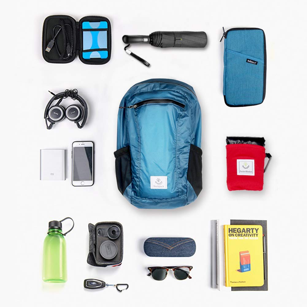 4Monster Hiking Daypack,Water Resistant Lightweight Packable Backpack for Travel Camping Outdoor (Blue, 24L)