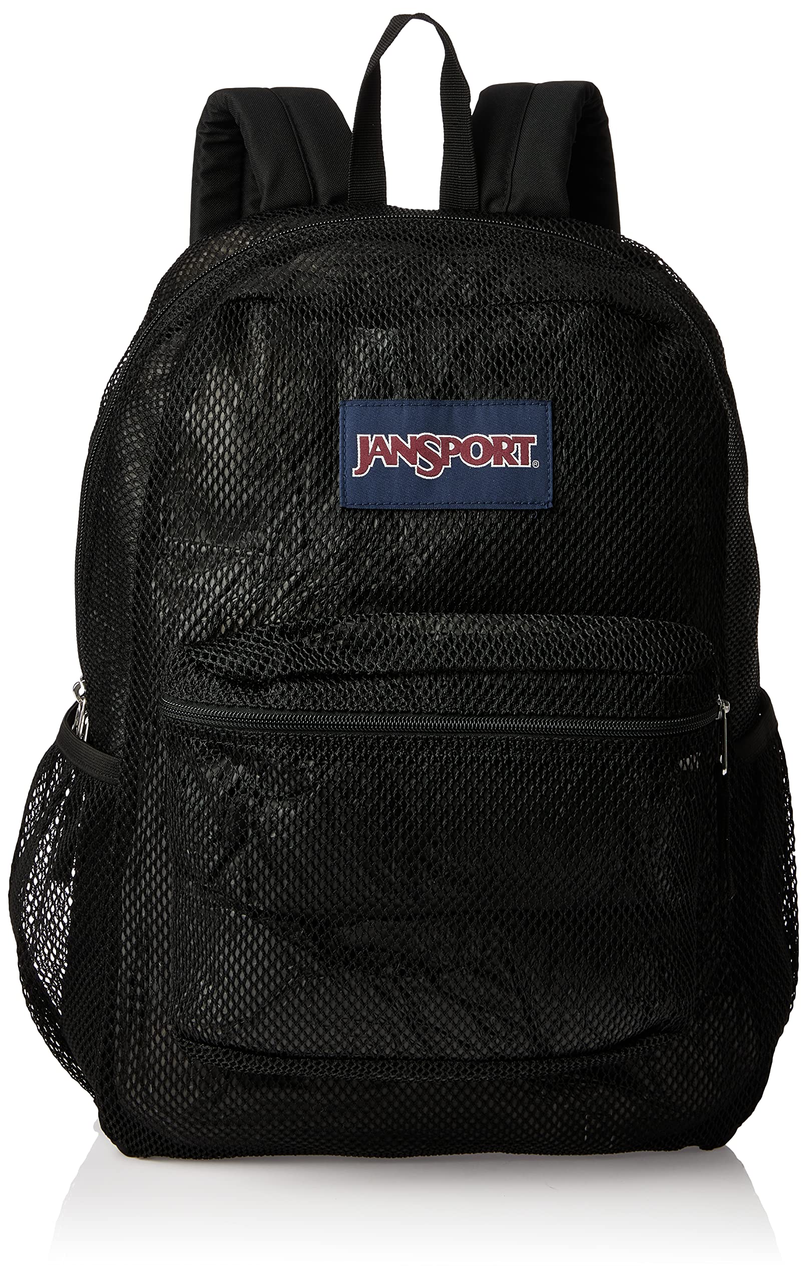 JanSport Eco Mesh Backpack for School, Black, 17” x 12.5” x 6” - Semi-Transparent Bookbag for Middle School Girls, Boys, Adults with Laptop Sleeve, Padded Back Panel - Large Student Backpack