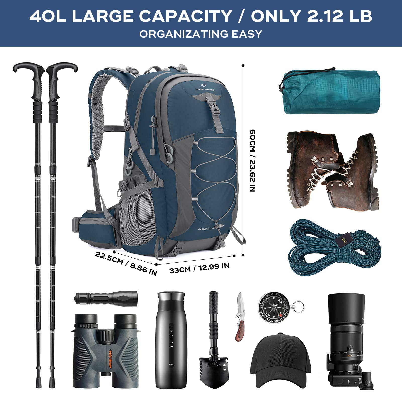 Maelstrom Daypack Backpacks, 40L Blue
