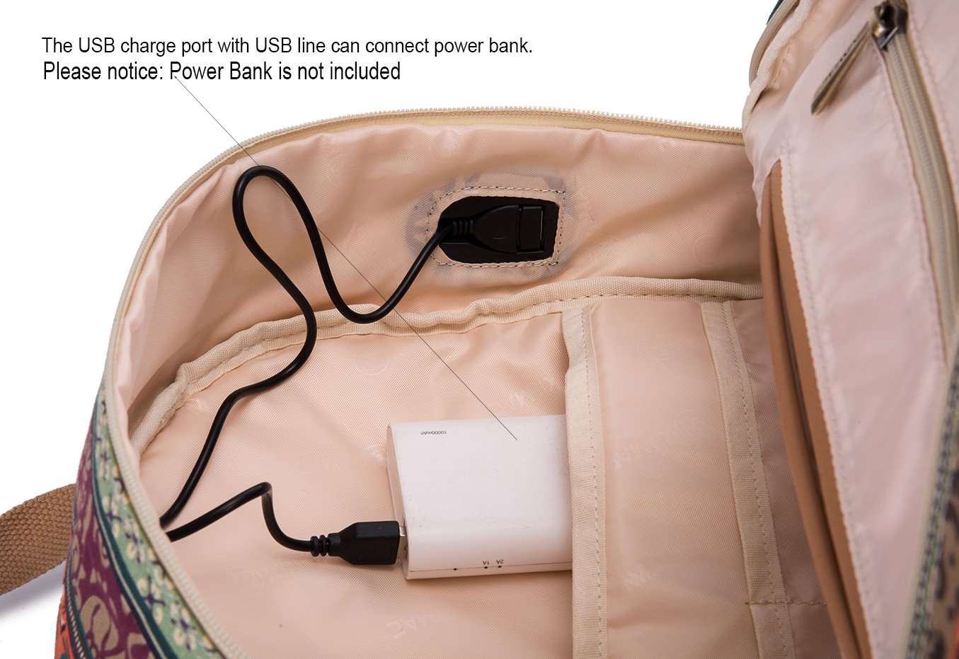 Kinmac New Bohemian Laptop Backpack with Massage Cushioned Straps Student Travel Outdoor Backpack for Laptop Up to 15.6 Inch