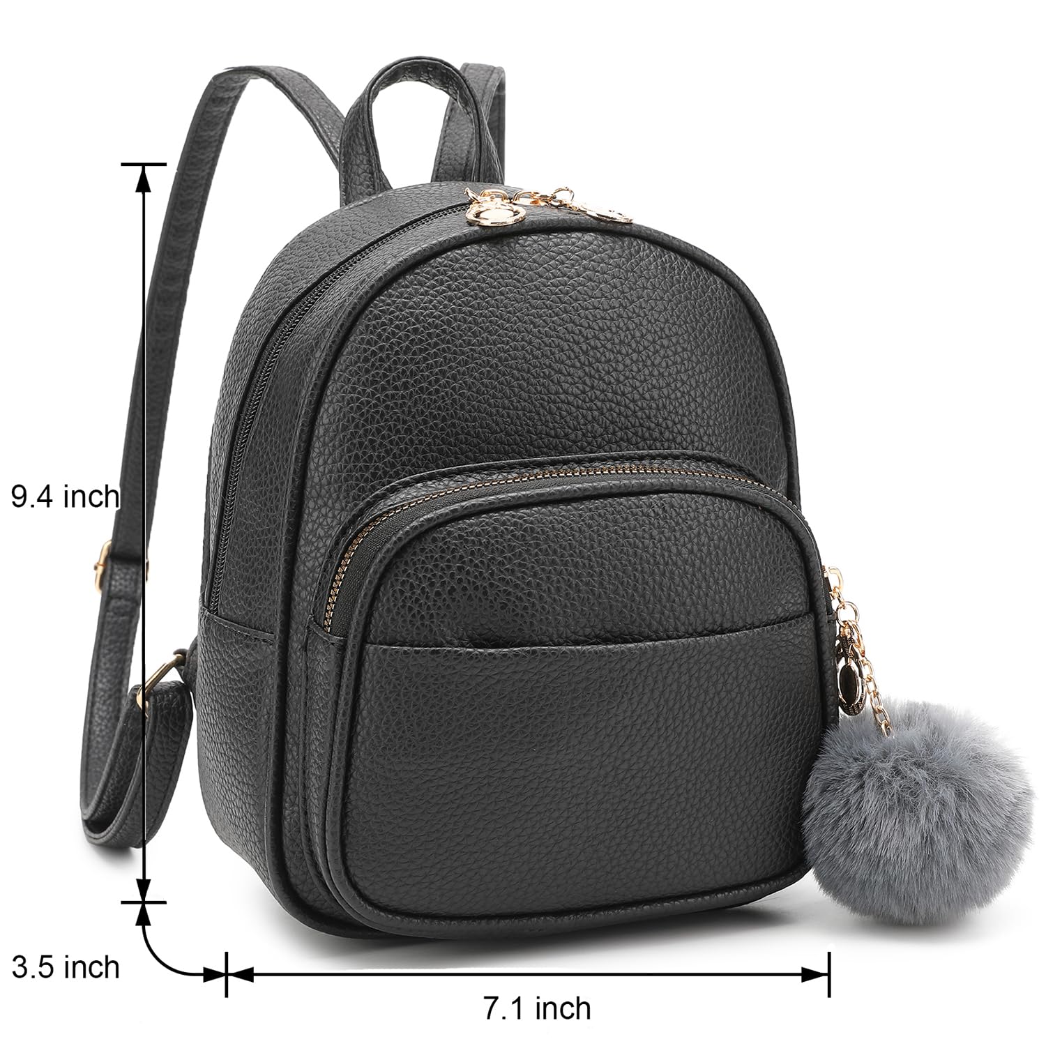 Barsine Little Backpack Bag Small Size Purse Vegan Leather Mini Daypack with Multiple Zipper Pockets