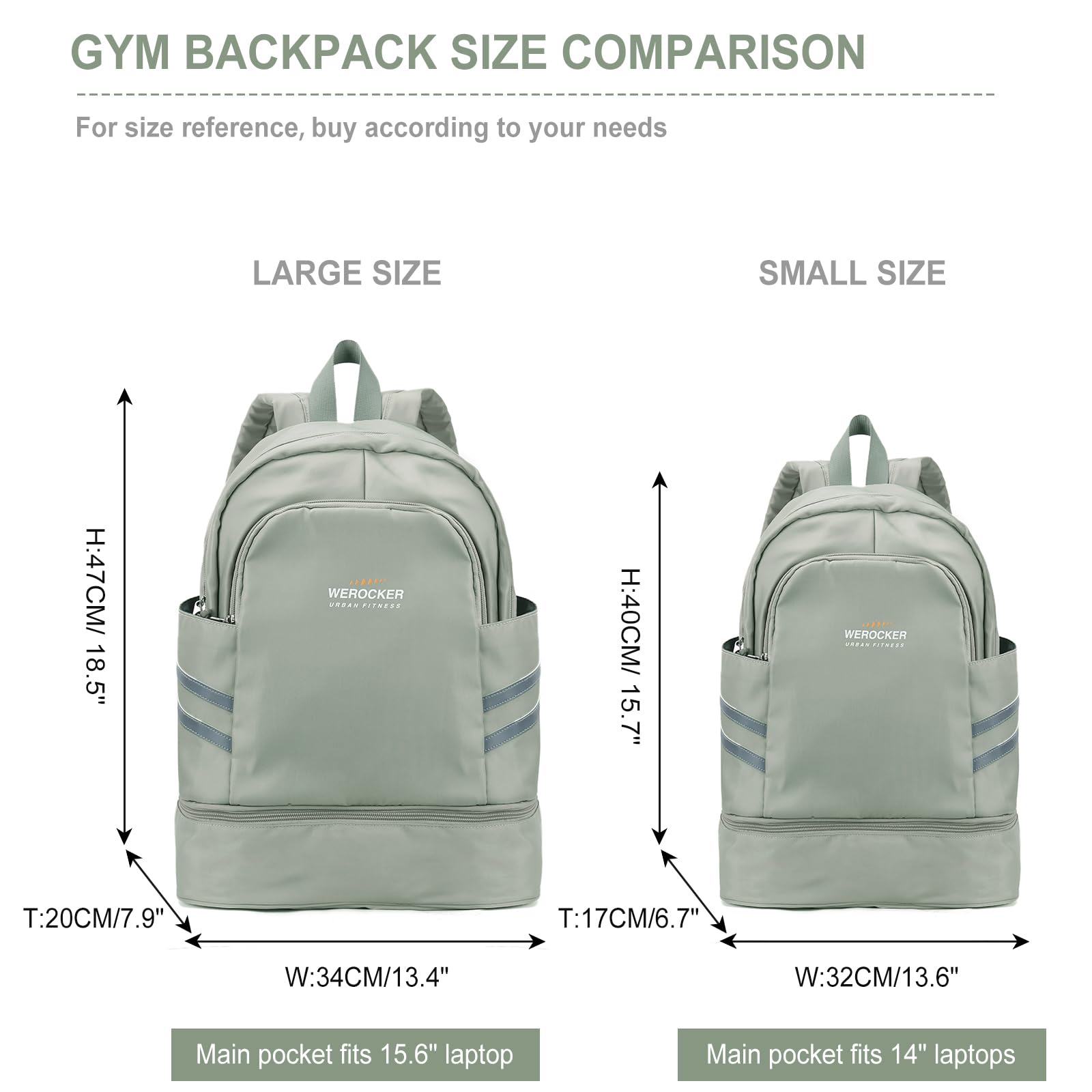 Gym Backpack for Women with Shoes Compartment & Wet Pocket, Large Travel Laptop Backpack Waterproof, Sports Backpack Gym Bag,Green