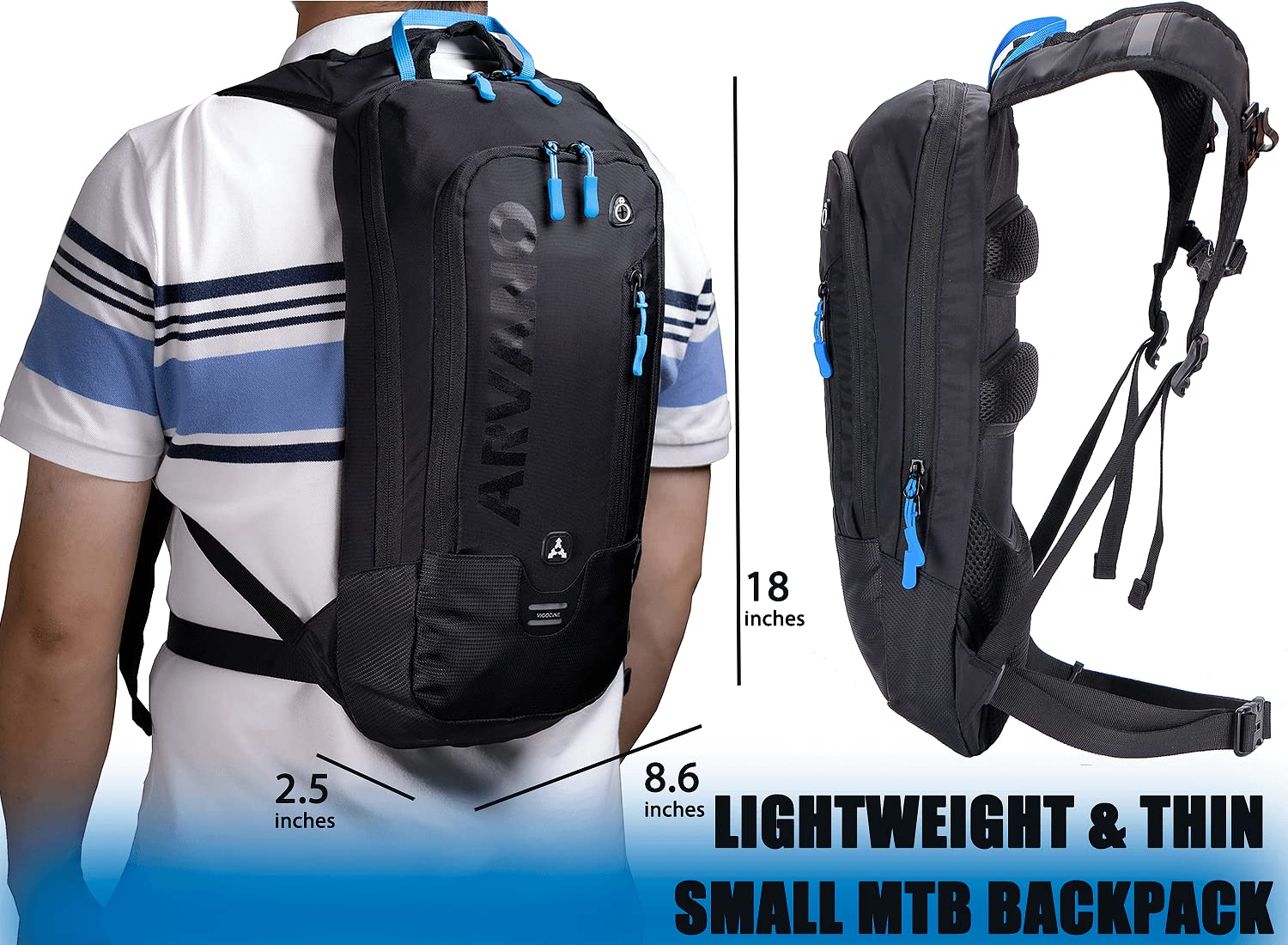 Arvano Bike Backpack Small Mountain Biking Daypack Cycling Hiking Bicycle Skiing Mtb Pack 6l