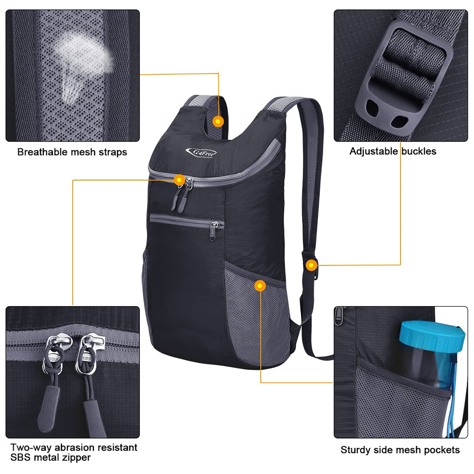 G4Free Lightweight Packable Shoulder Backpack Hiking Daypacks Small Casual Foldable Outdoor Bag 11L