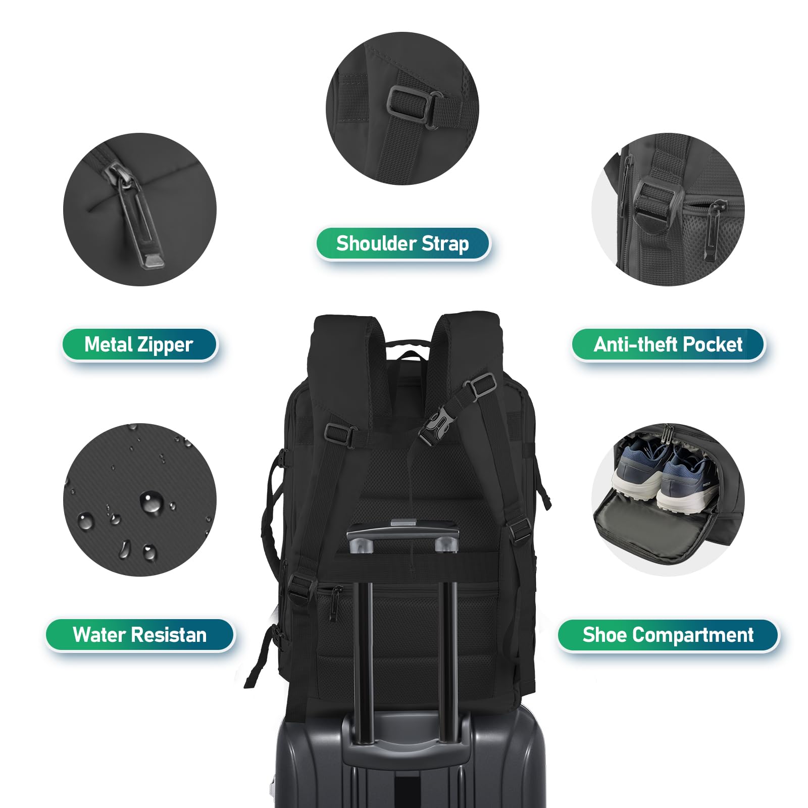 Carry On Backpack, Large Travel Backpack, Extra Large Expandable 40L Airline Approved Business Travel Backpack, Anti Theft Waterproof Luggage Backpack With USB Port Computer Backpack For Men & Women