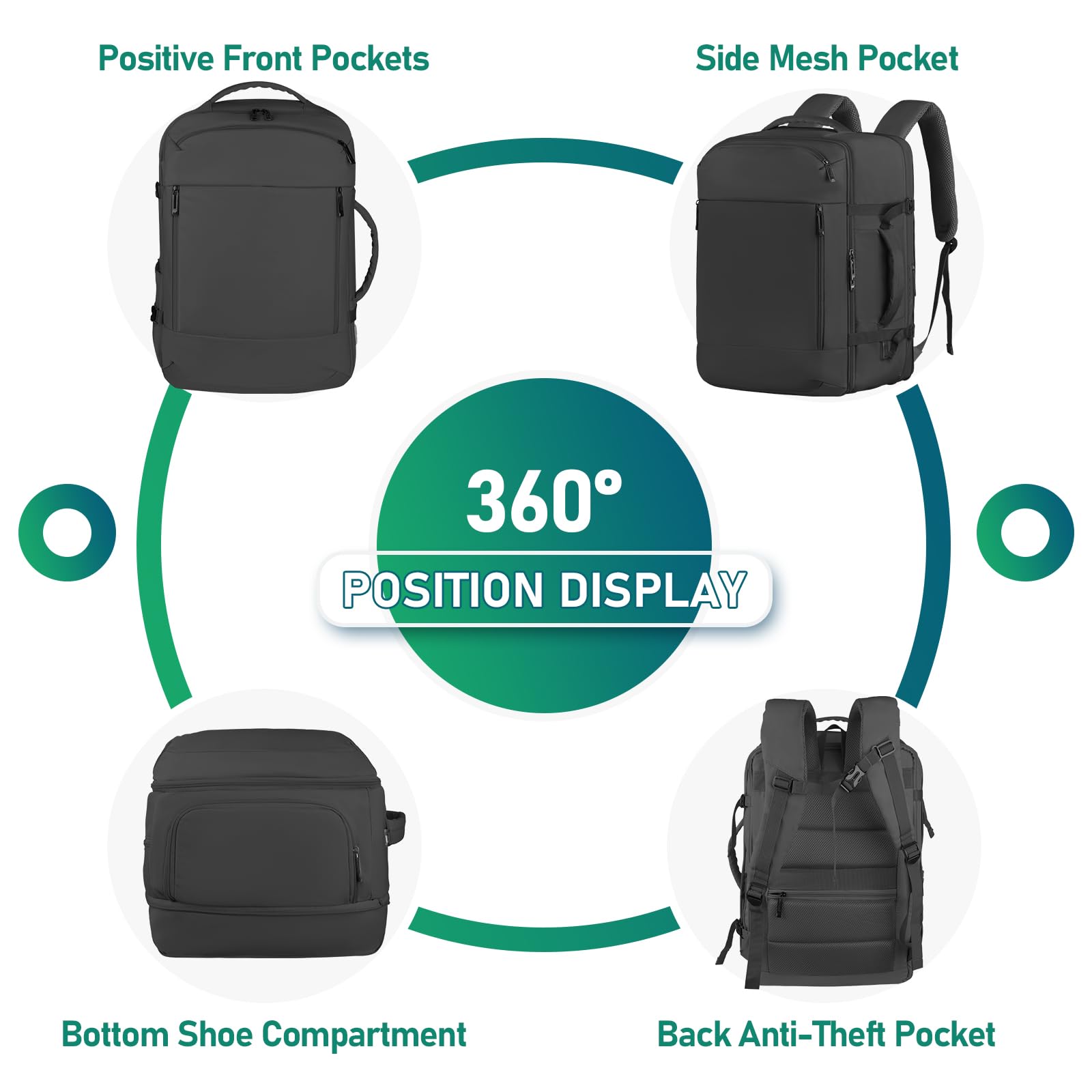 Carry On Backpack, Large Travel Backpack, Extra Large Expandable 40L Airline Approved Business Travel Backpack, Anti Theft Waterproof Luggage Backpack With USB Port Computer Backpack For Men & Women