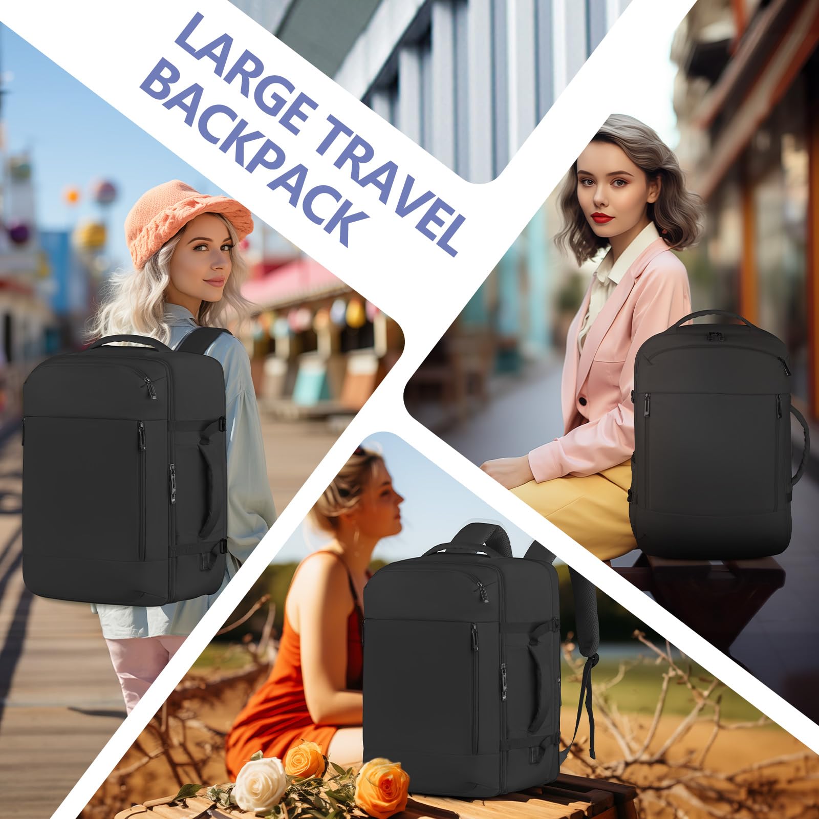 Carry On Backpack, Large Travel Backpack, Extra Large Expandable 40L Airline Approved Business Travel Backpack, Anti Theft Waterproof Luggage Backpack With USB Port Computer Backpack For Men & Women