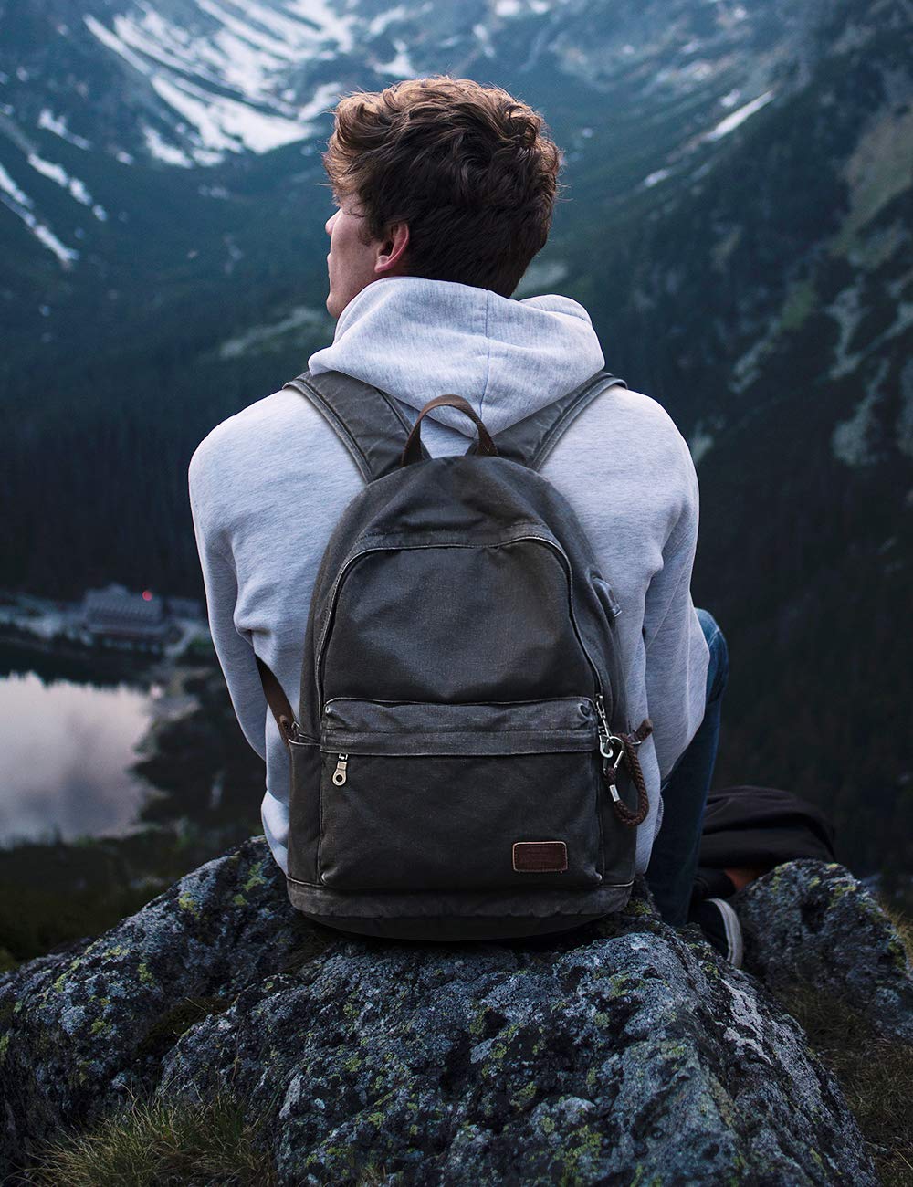 Canvas Backpack Lightweight Travel Daypack Student Rucksack Laptop Backpack One_Size