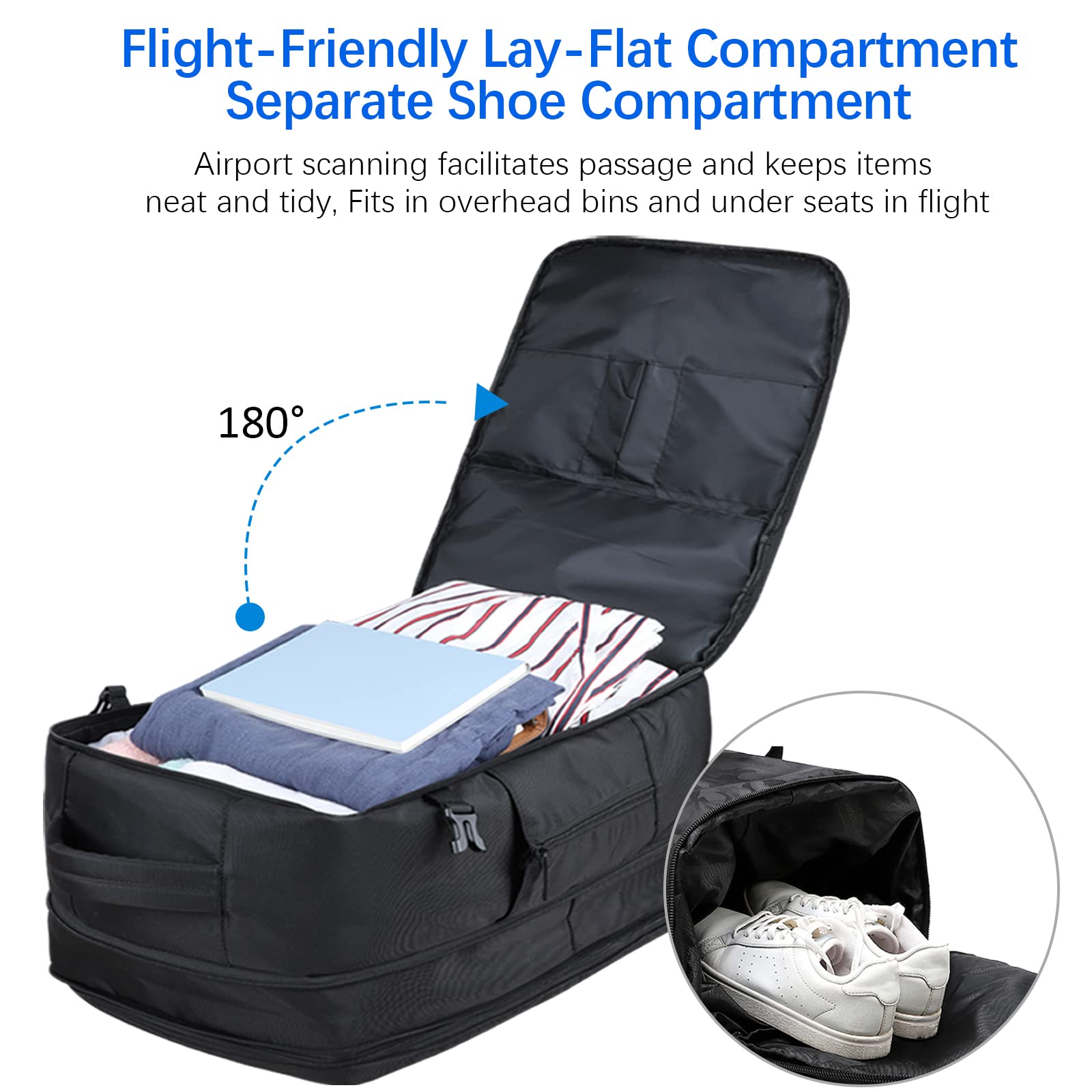 Large Travel Backpack, 50L Backpack, 18 Inch Backpack Carry On Luggage, Convertible Lightweight Expandable Travel Back Pack for Men Carry on, TSA Black Luggage Suitcase Backpack Mens Travel Gifts 17.3
